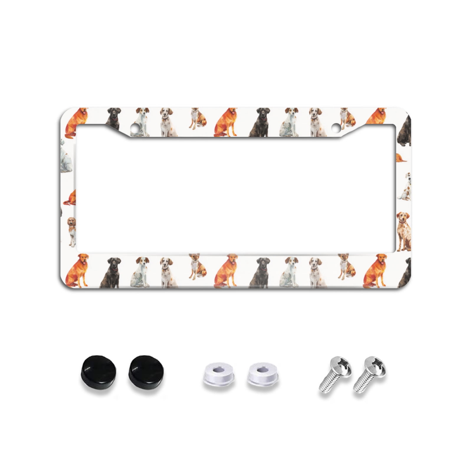 Seamless Dogs License Plate Frames Universal Aluminum Tag Holder Cover ...
