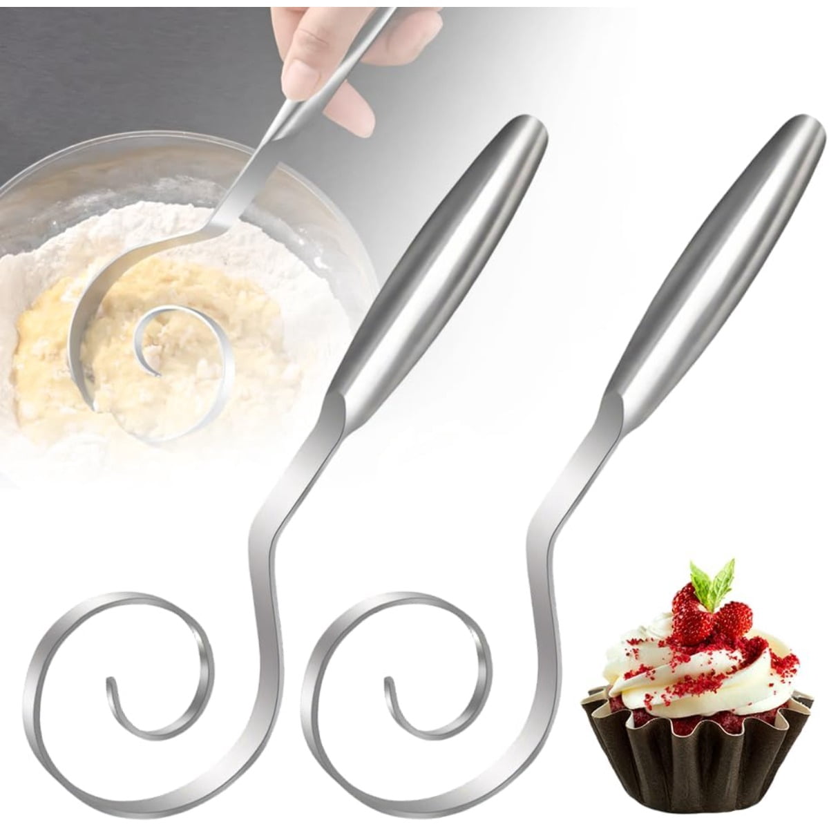 Seamless Dough Whisk, 2026 New 9" Stainless Steel Danish Dough Whisk ...