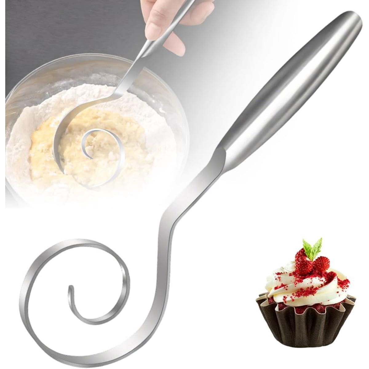 Seamless Dough Whisk, 2026 New 9" Stainless Steel Danish Dough Whisk ...