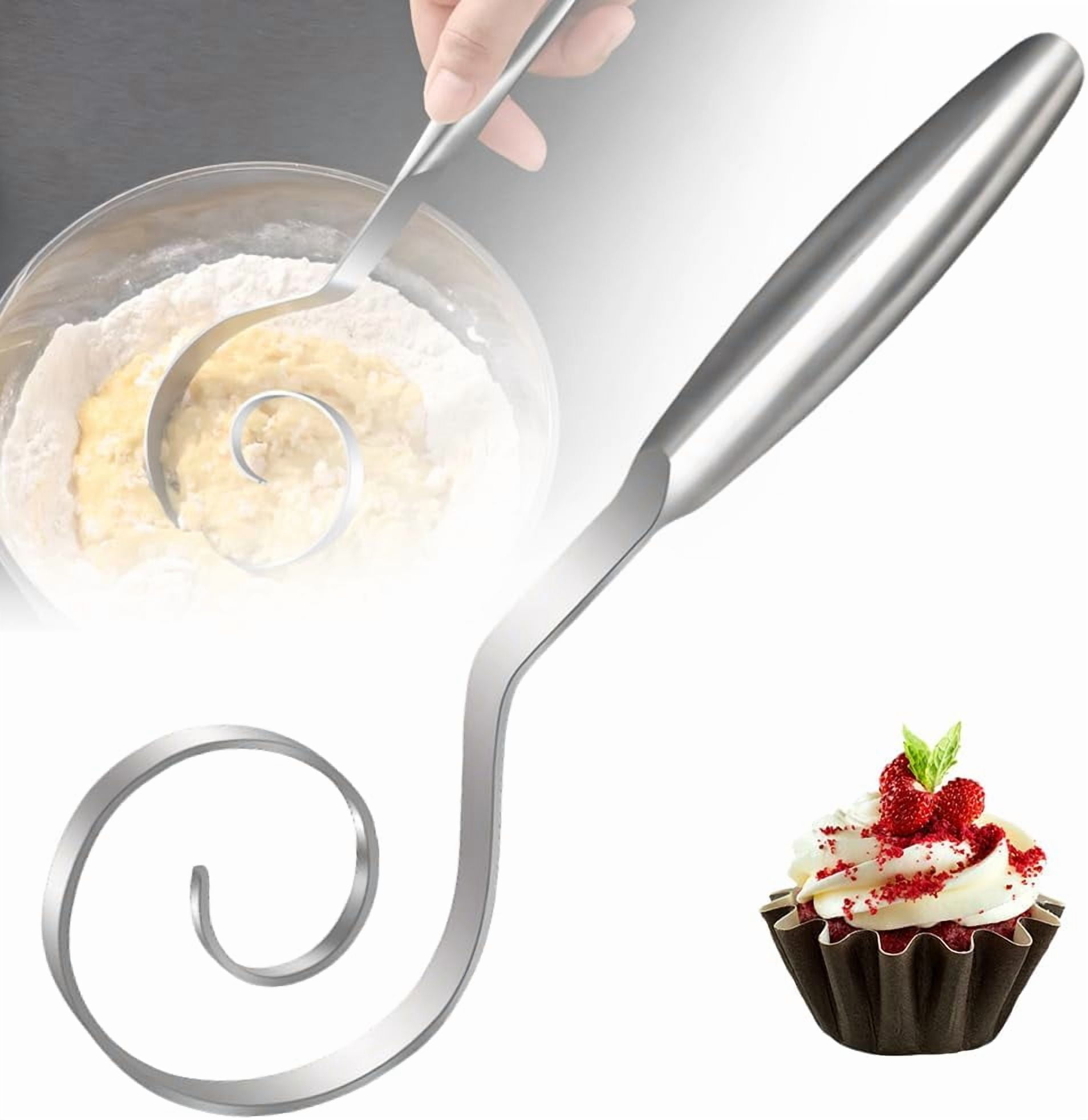Seamless Dough Whisk, 430 Stainless Steel 9-Inch Danish Bread Mixing ...