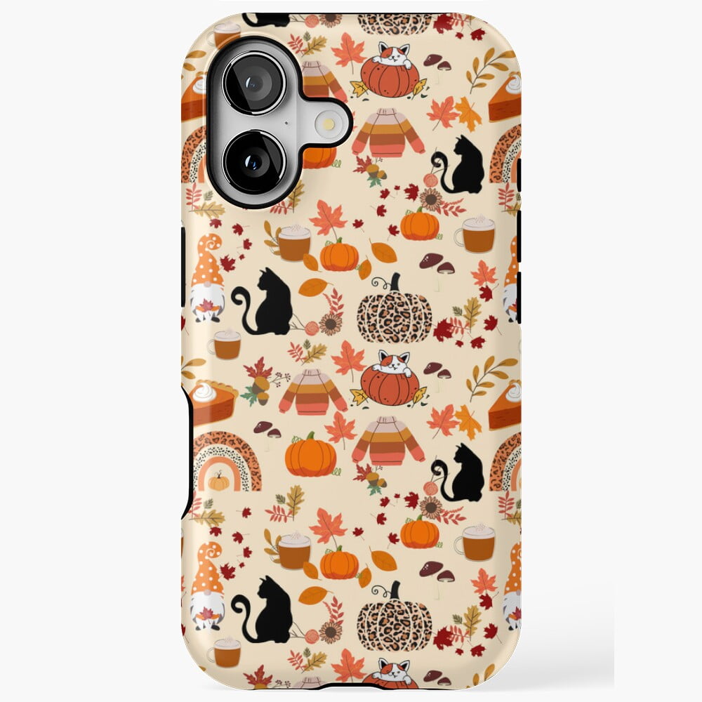 Seamless Fall Cozy Sweaters Cats Pumpkins Compatible Phone Case for ...