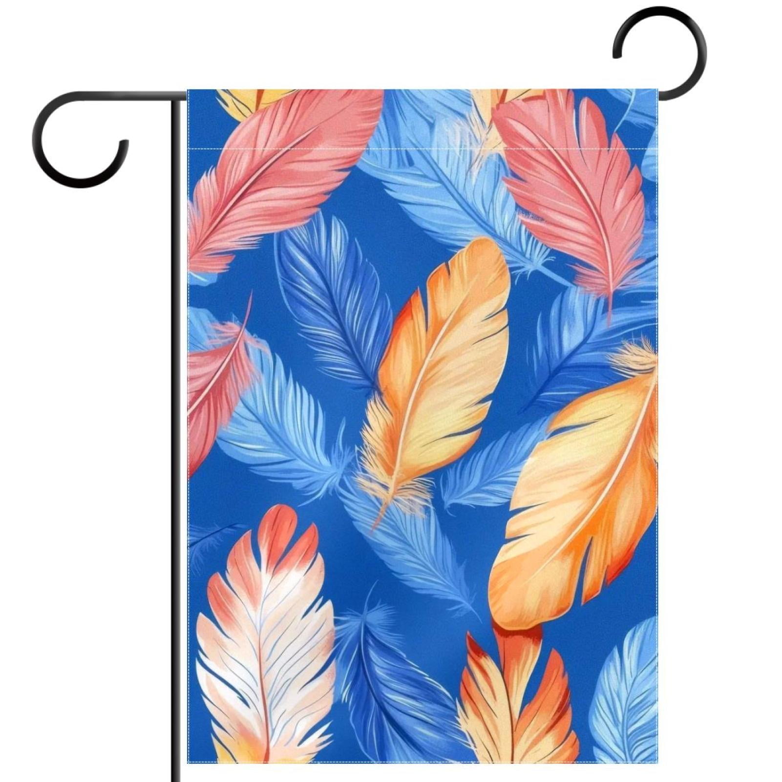 Seamless Feathers on Blue Background Welcome Garden Flags, 12 x 18 Inch ...