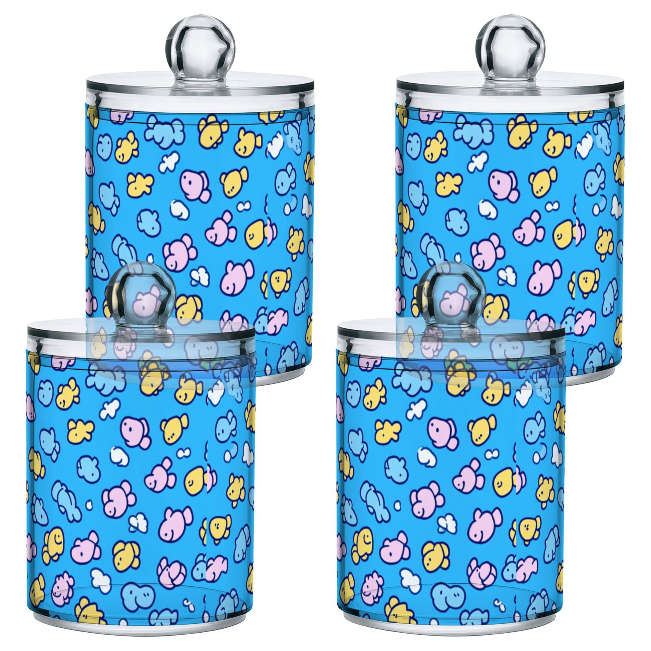 Seamless Fish Pattern Design Bathroom Canisters Set of 4 Translucent ...