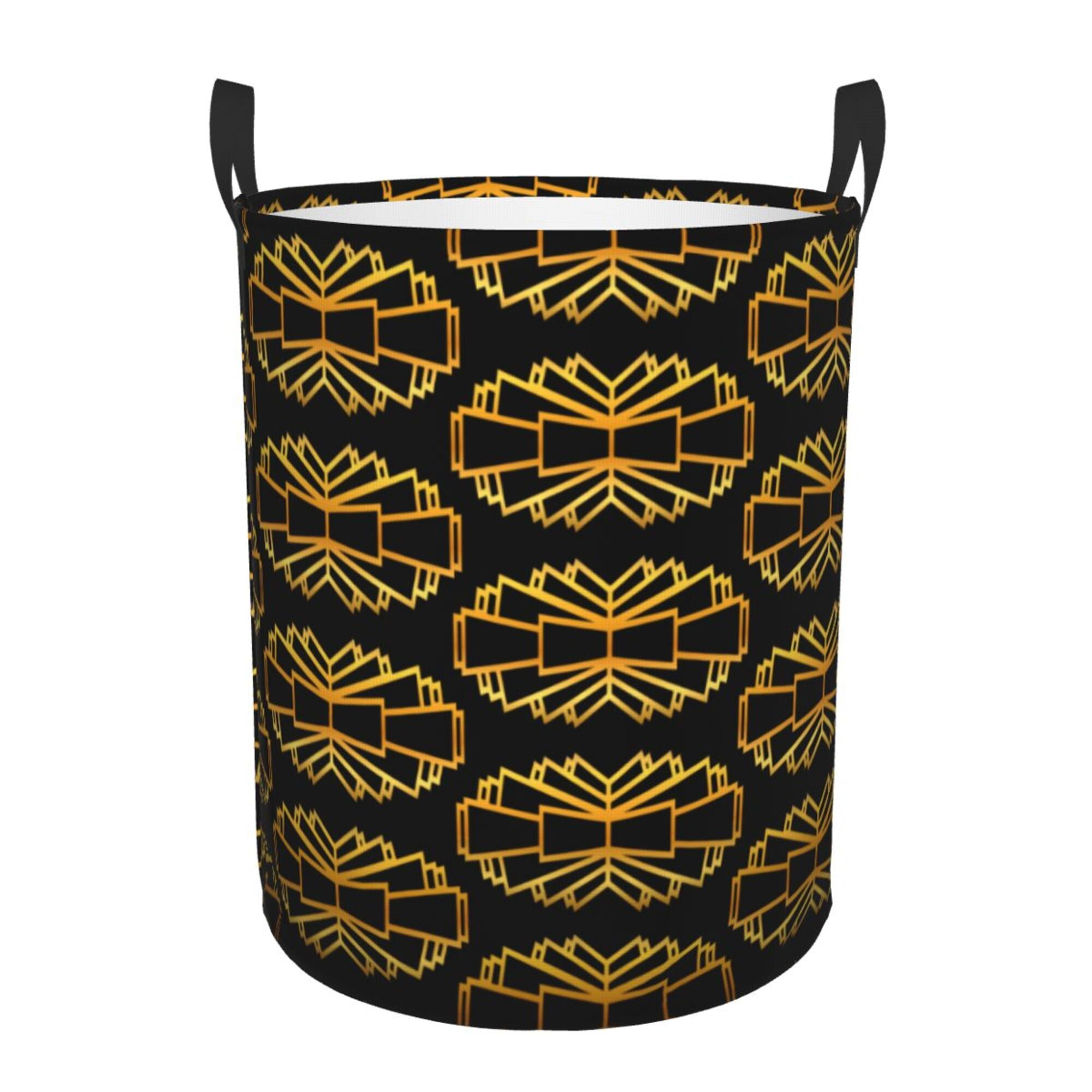 Seamless Floral Pattern Background Circular Laundry Basket (With Handle ...