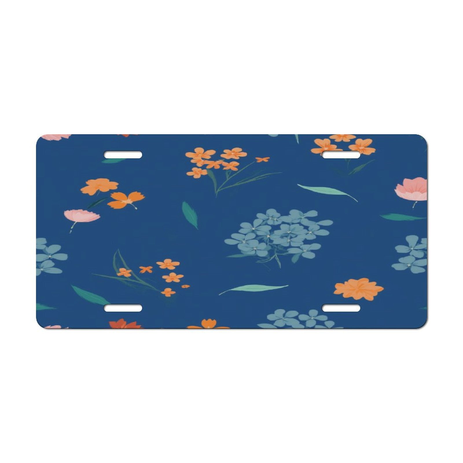 Seamless Floral Pattern on Blue Background Car Decorative Front License ...