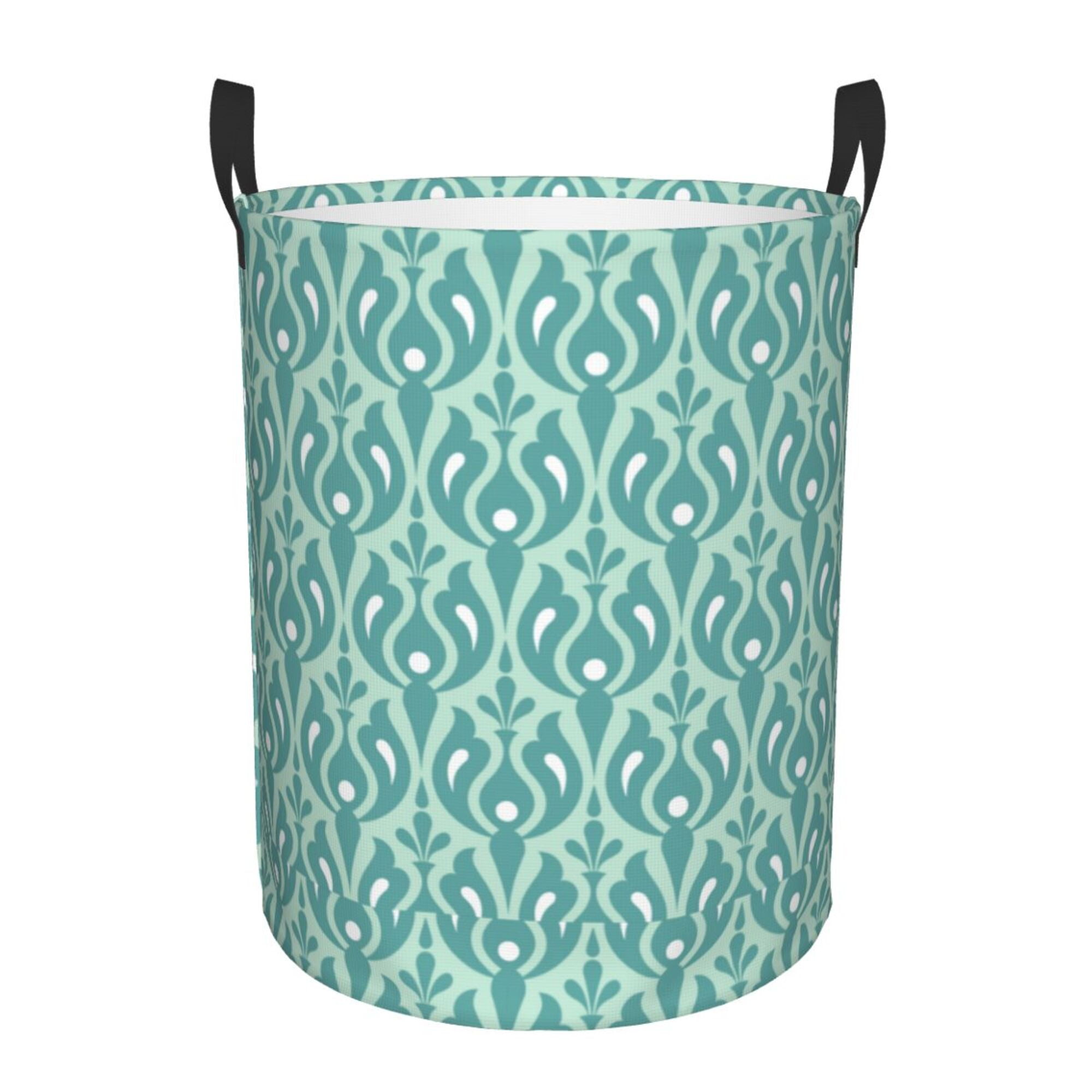 Seamless Floral Pattern Circular Laundry Basket (With Handle ...