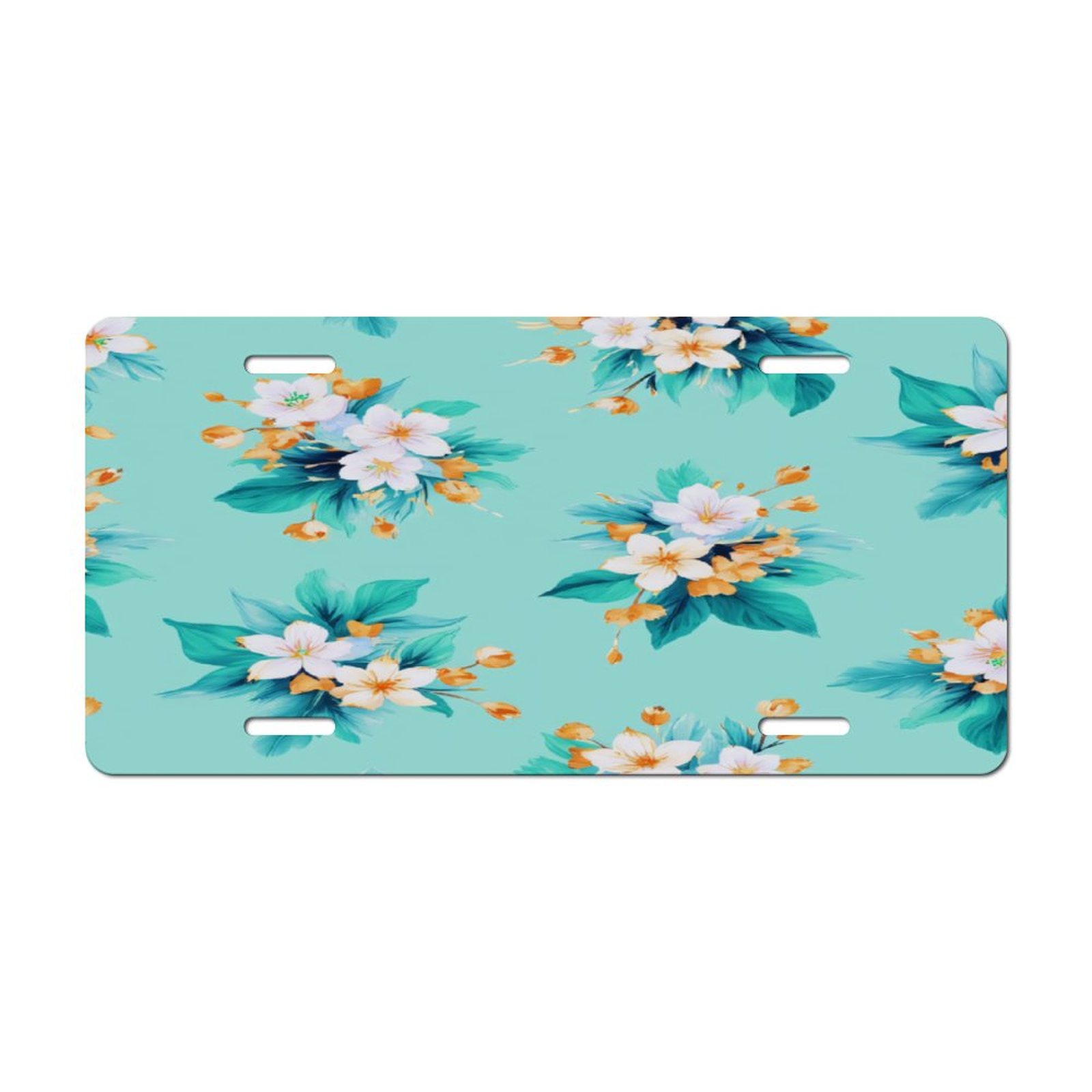 Seamless Floral Pattern with White Flowers License Plate Lightweight ...