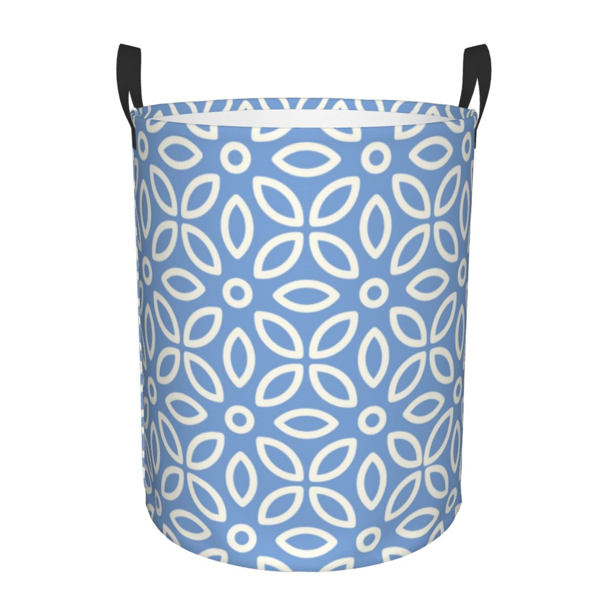 Seamless Flower Pattern Circular Laundry Basket (With Handle ...