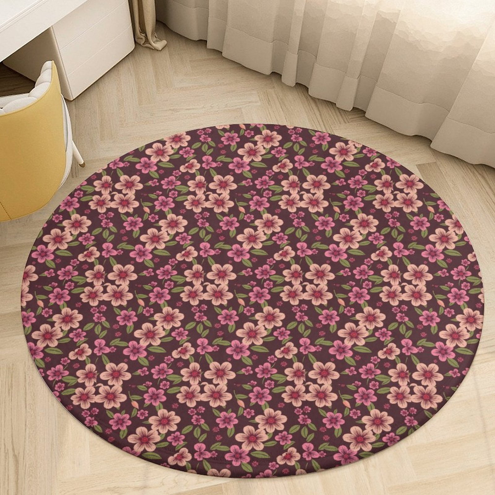 Seamless Flower Pattern Round Carpets Modern Living Room Ration Rugs ...