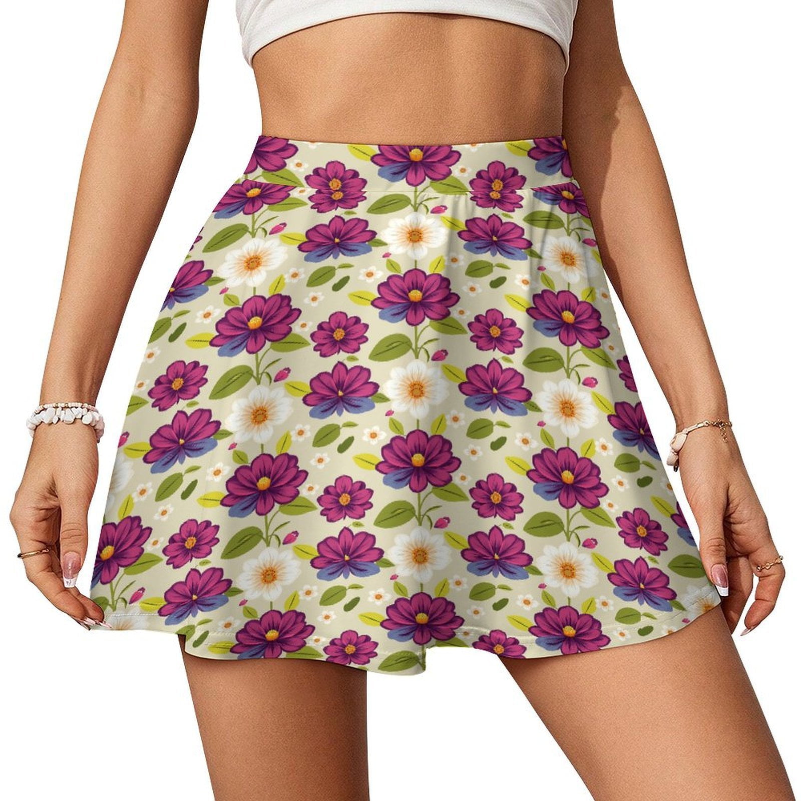 Seamless Flower Pattern Skating Skirt Short Skirt Womens Trendy Mini ...