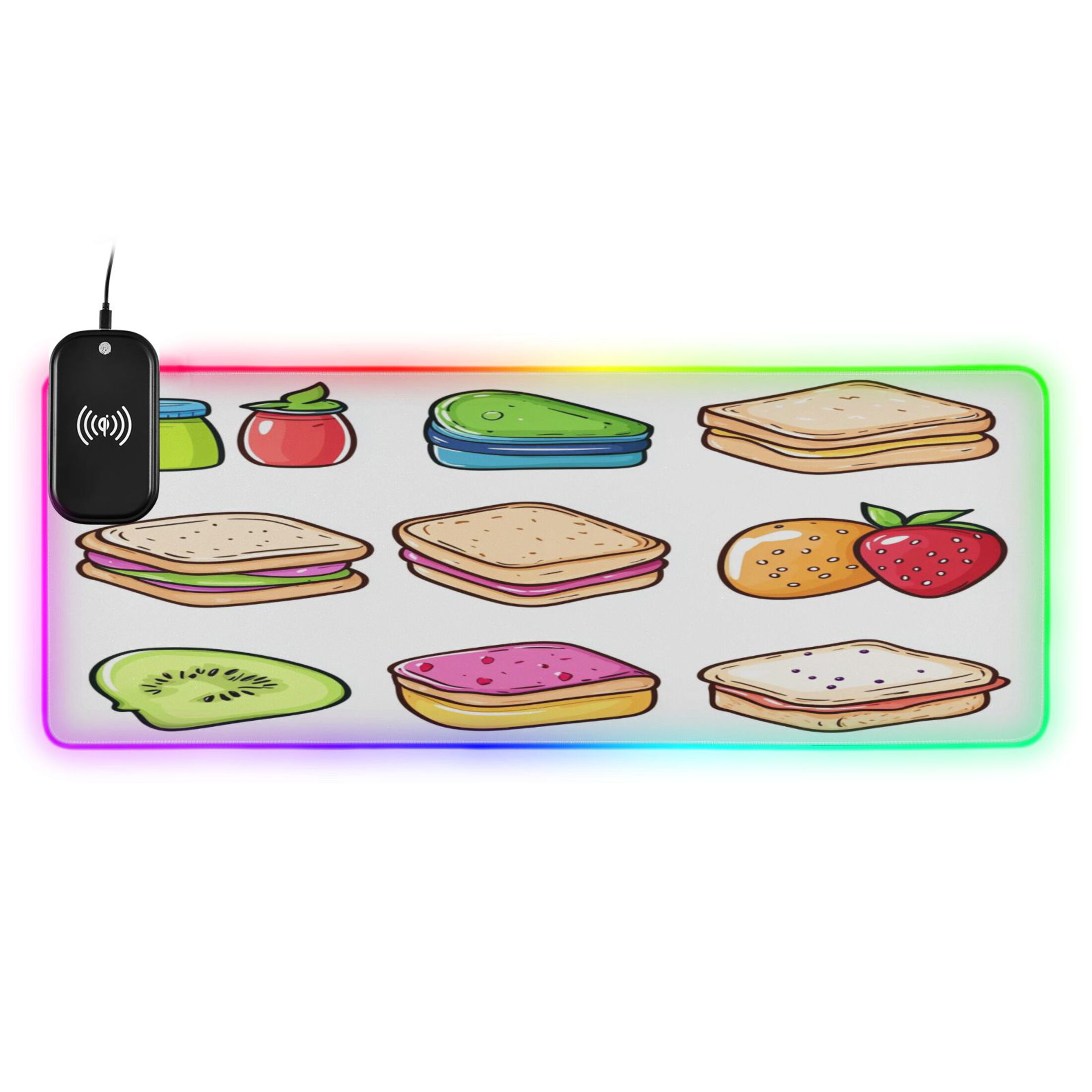 Seamless Food Pattern Design Large RGB Gaming Mouse Pad with Fast ...