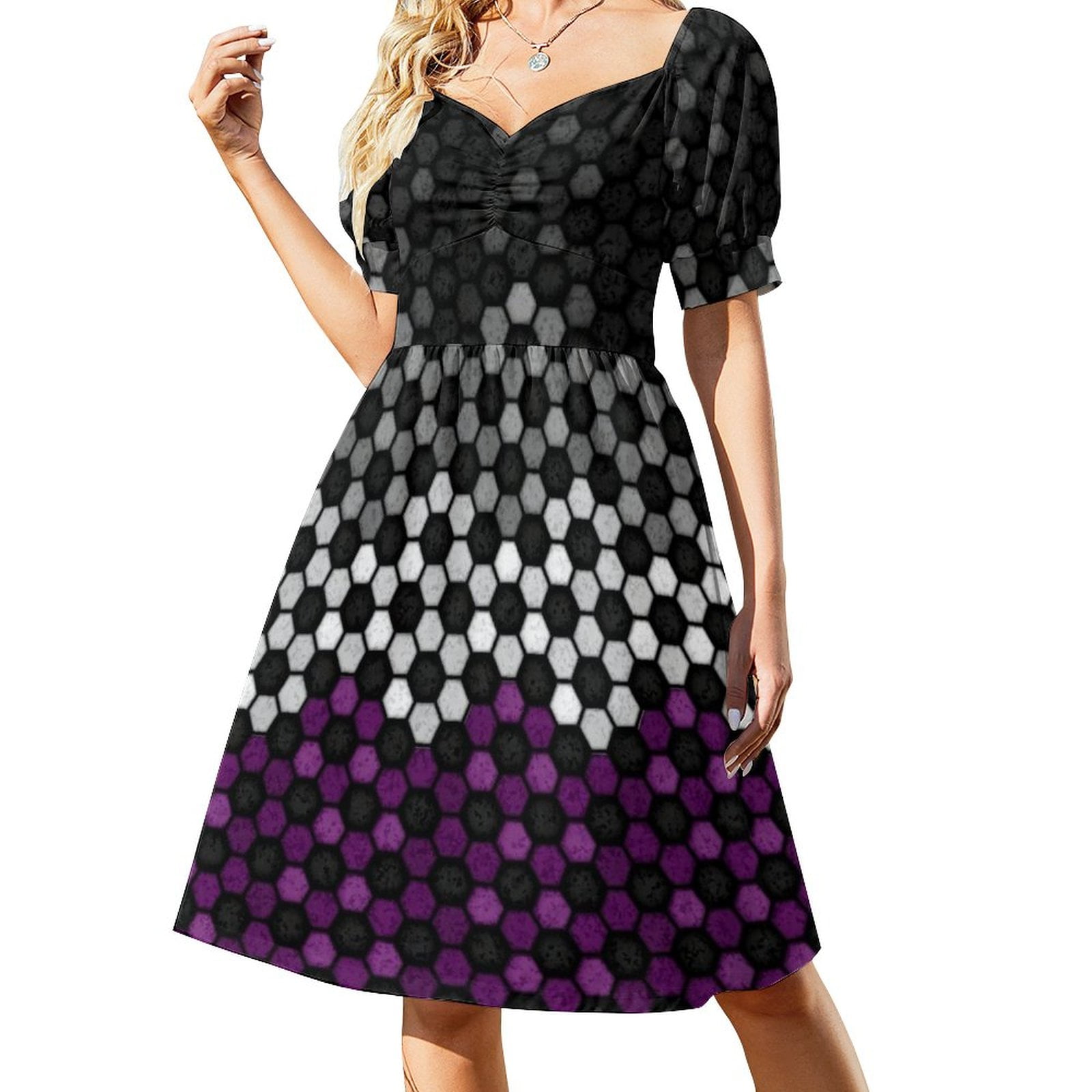 Seamless Football Pattern in Asexual Pride Flag Colors Sleeveless Dress ...