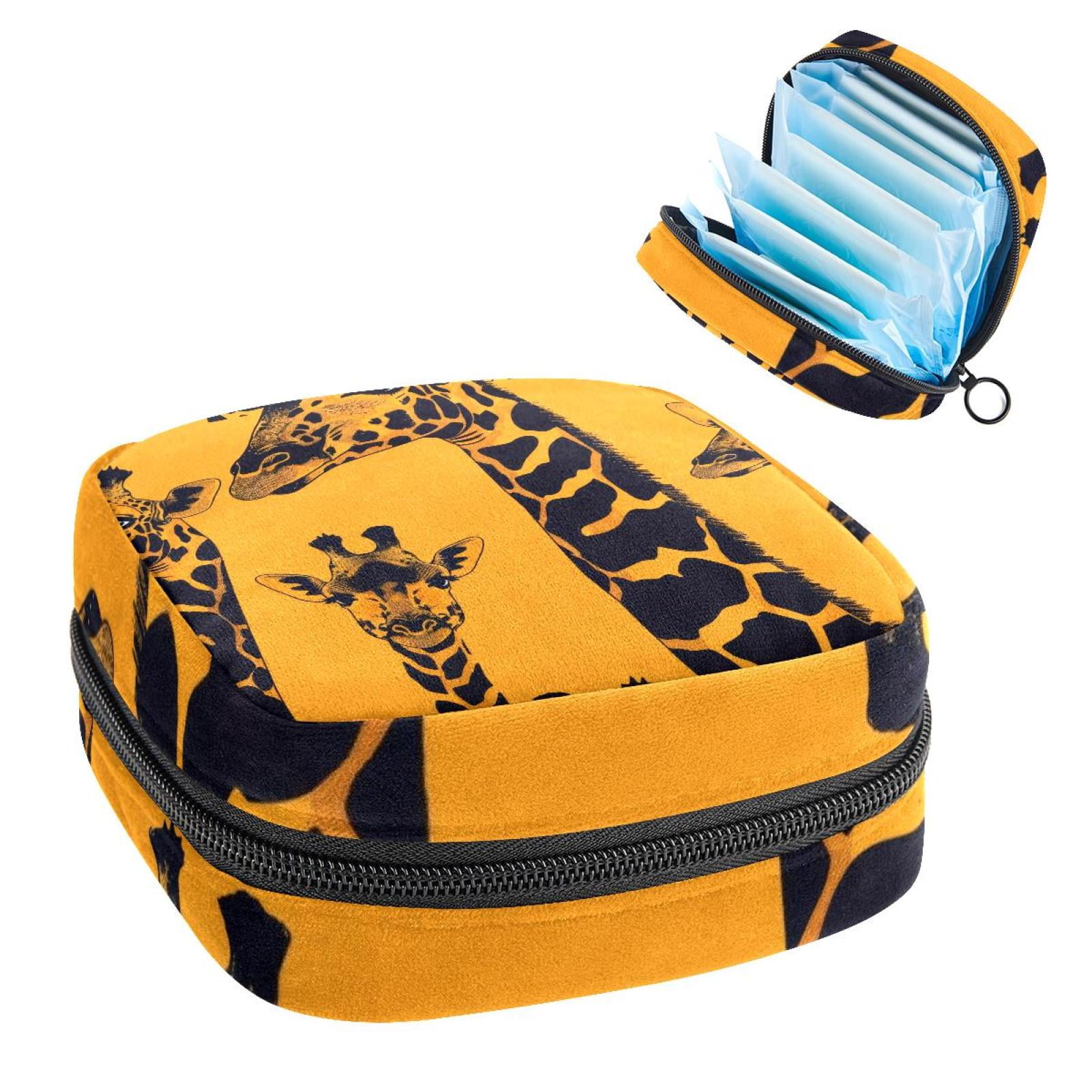 Seamless Giraffe Orange Pattern Sanitary Napkin Storage Bag, Zipper ...