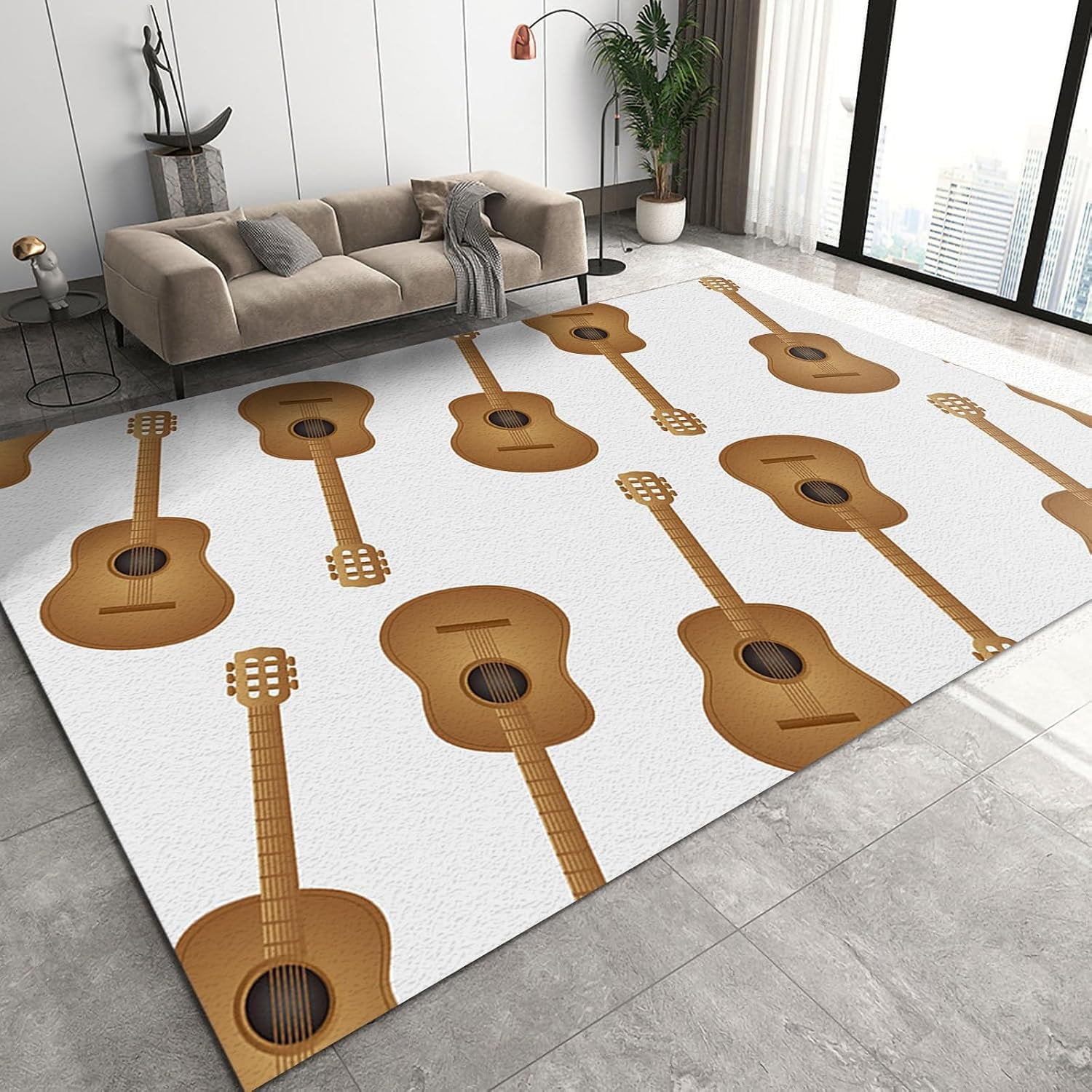 Seamless Guitar Area Rugs, Simple Music Lovers Printed Rugs, Soft Makes ...