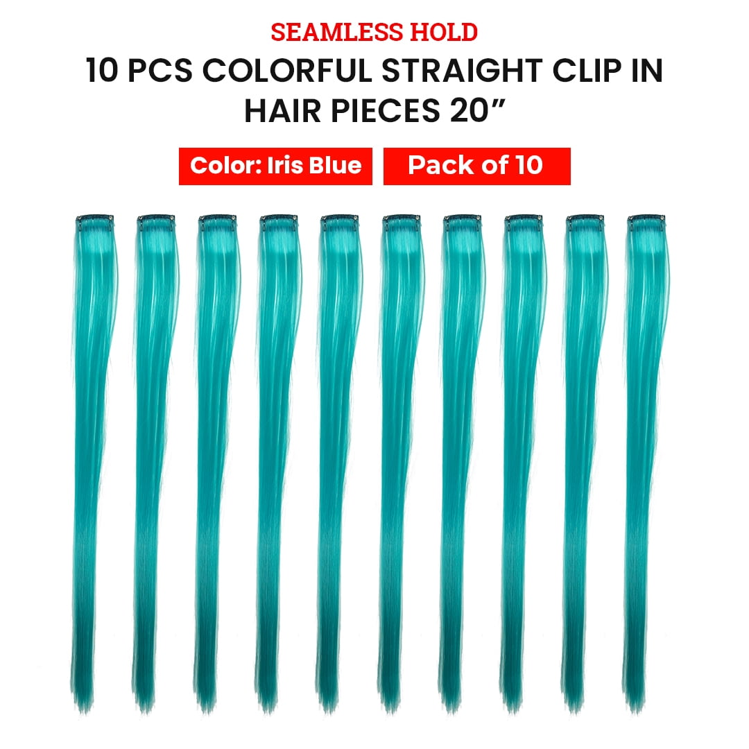 Seamless Hold 10 PCS Colorful Straight Synthetic Fiber Hair Extension ...
