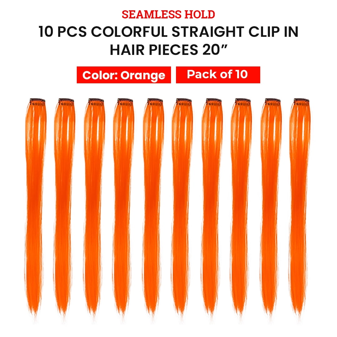 Seamless Hold 10 PCS Colorful Straight Synthetic Fiber Hair Extension ...