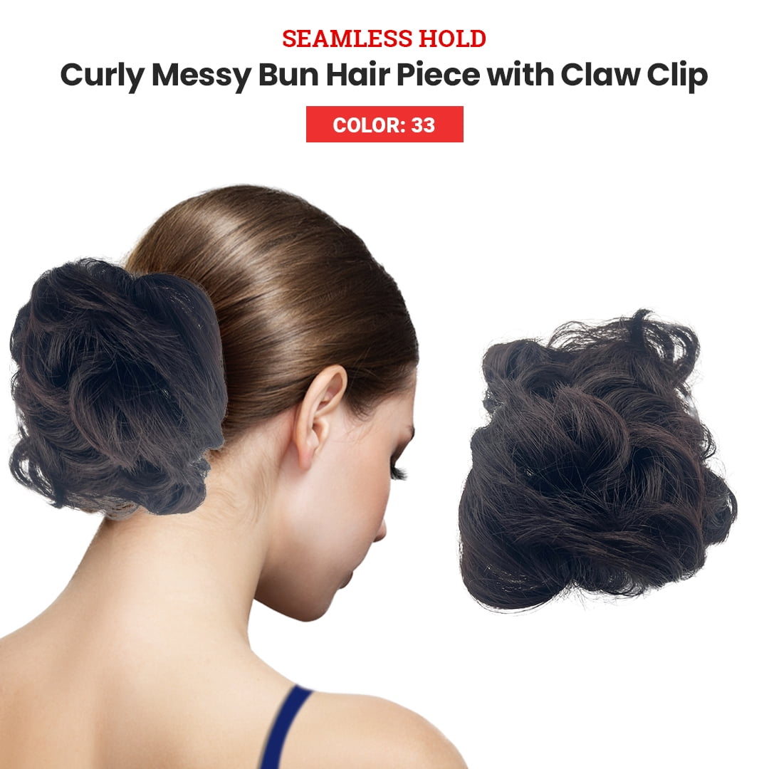 Seamless Hold Curly Messy Bun Hair Piece with Claw Clip - Synthetic ...