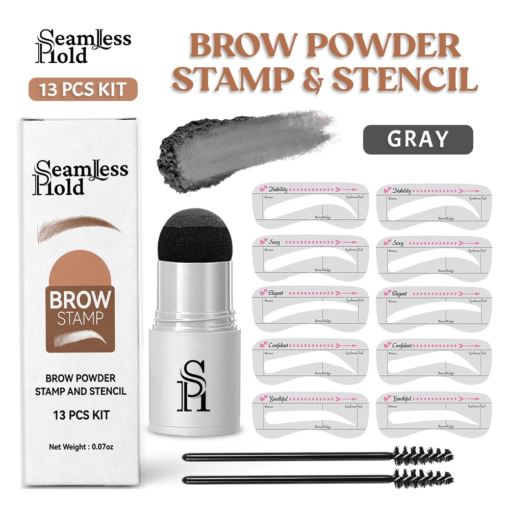 Seamless Hold Eyebrow Powder, Stamp & Stencil Kit - Waterproof & Long ...