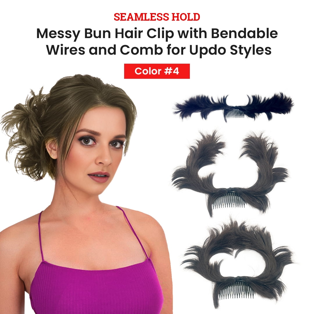 Seamless Hold Messy Bun Hair Clip with Bendable Wires and Comb for Updo ...