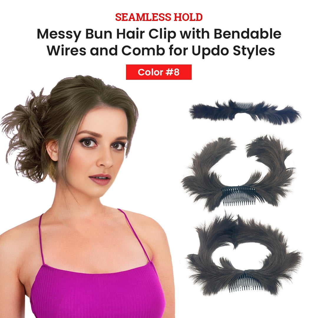 Seamless Hold Messy Bun Hair Clip with Bendable Wires and Comb for Updo ...