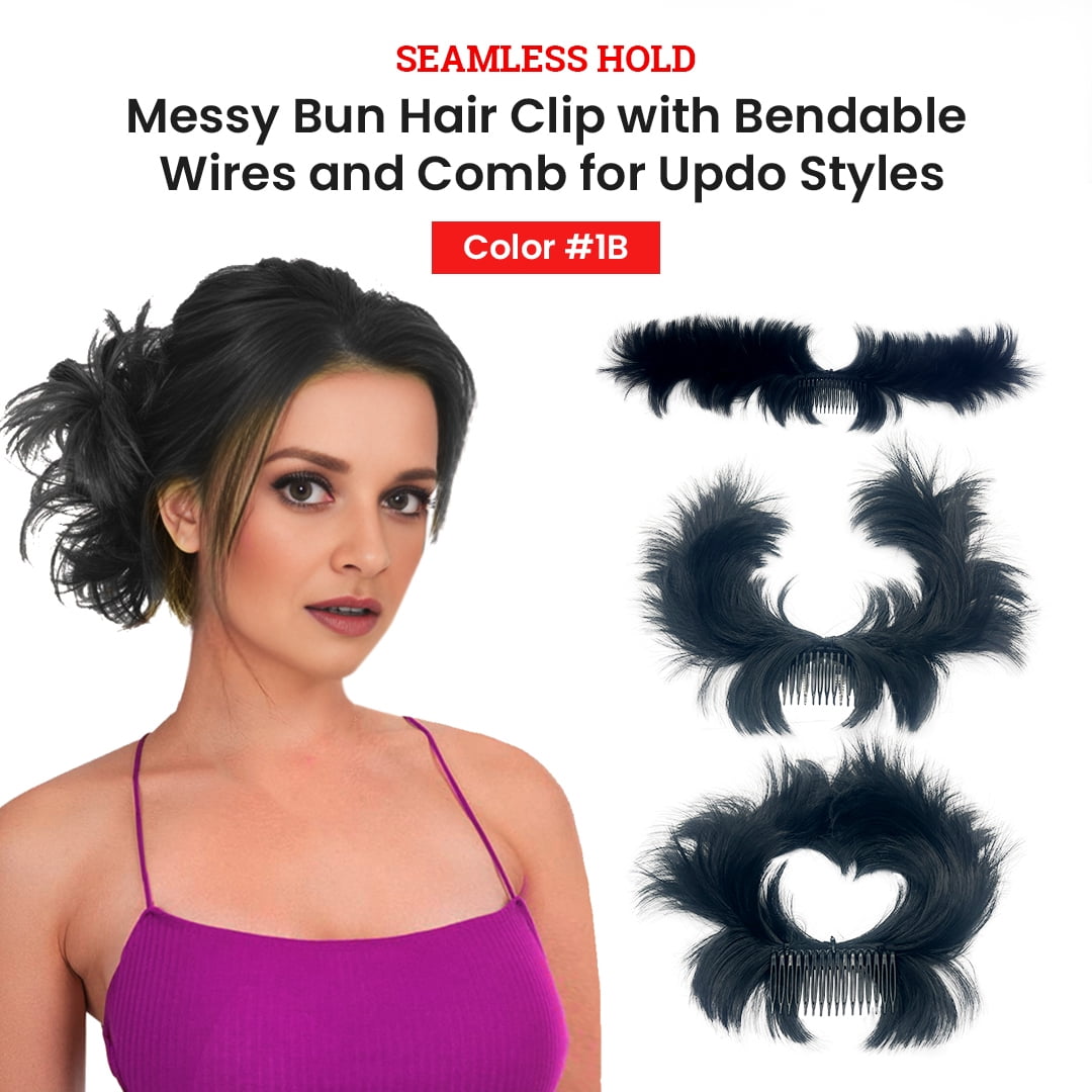 Seamless Hold Messy Bun Hair Clip with Bendable Wires and Comb for Updo ...