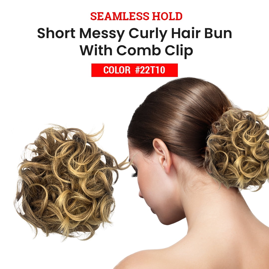 Seamless Hold Short Messy Curly Hair Bun Extensions with Comb Clip ...