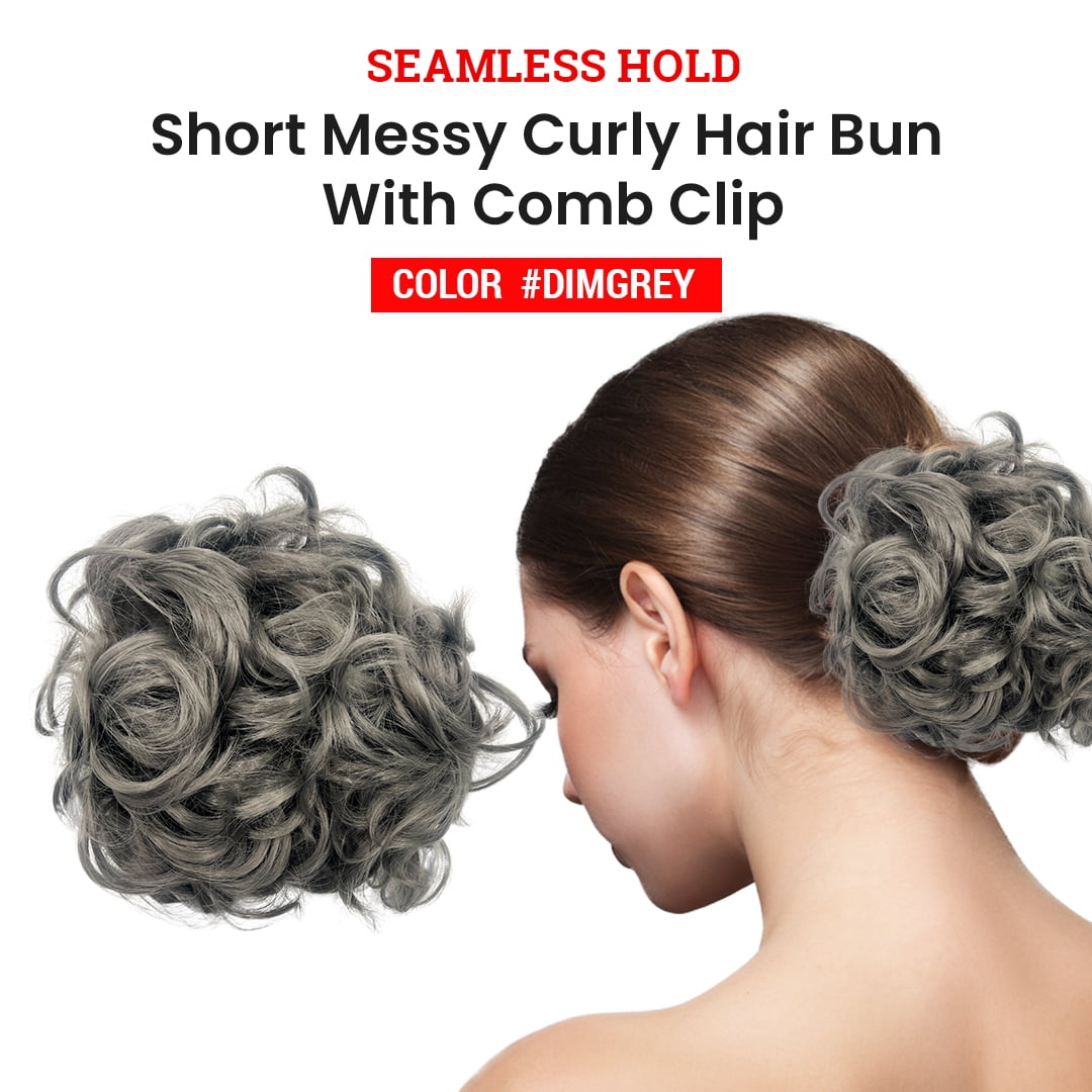 Seamless Hold Short Messy Curly Hair Bun Extensions with Comb Clip ...