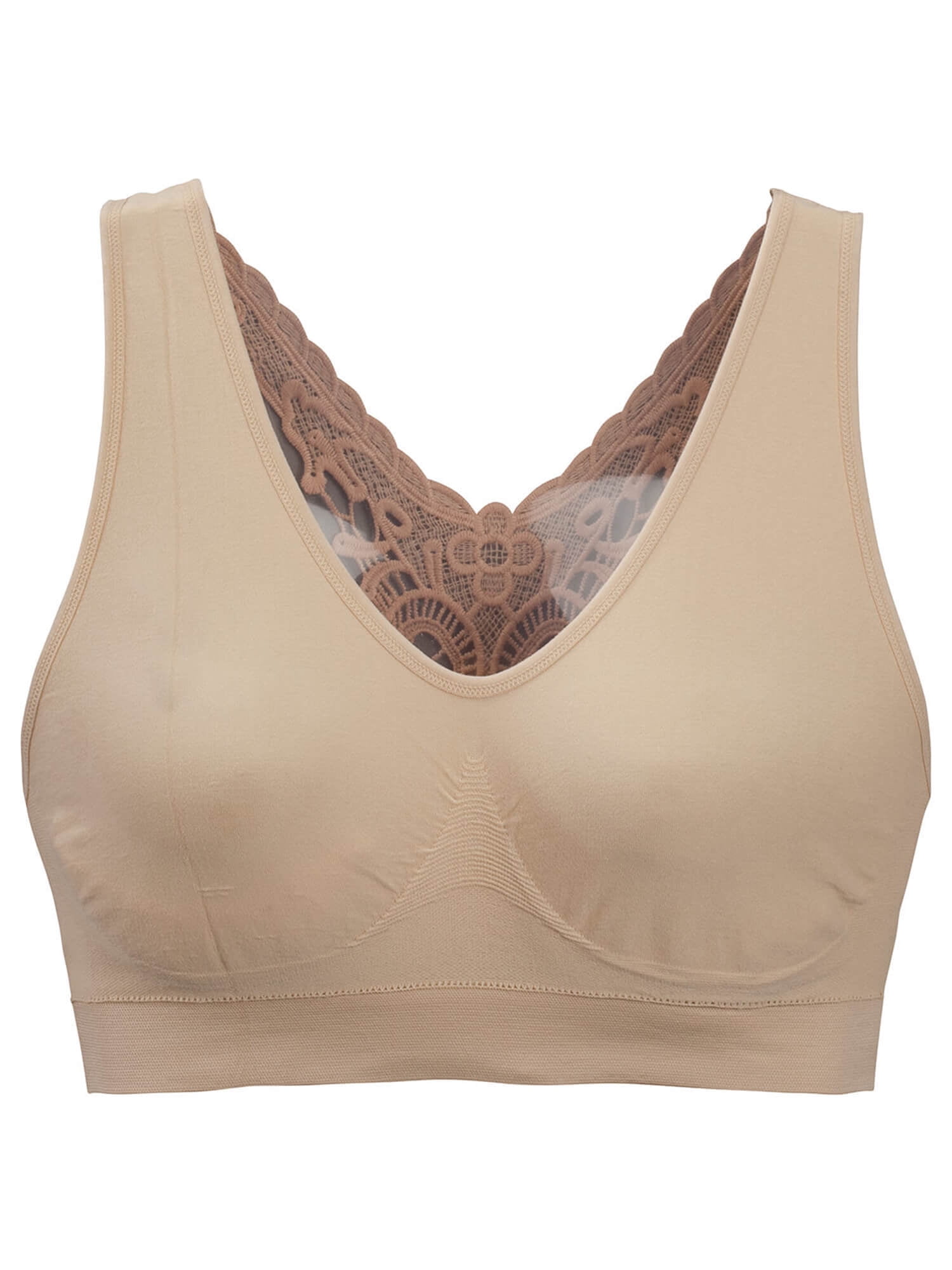 Seamless Lace Racerback Bra, Beige, Medium - Walmart.com