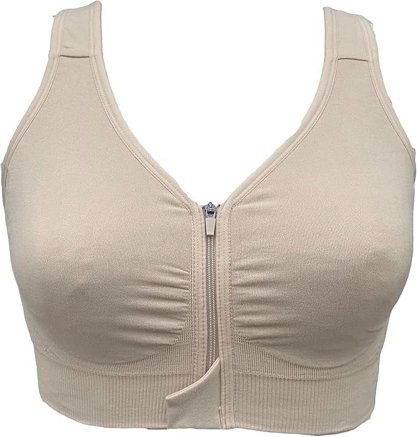 Seamless Mastectomy Bra with Removable Pads - Zip Front Closure ...