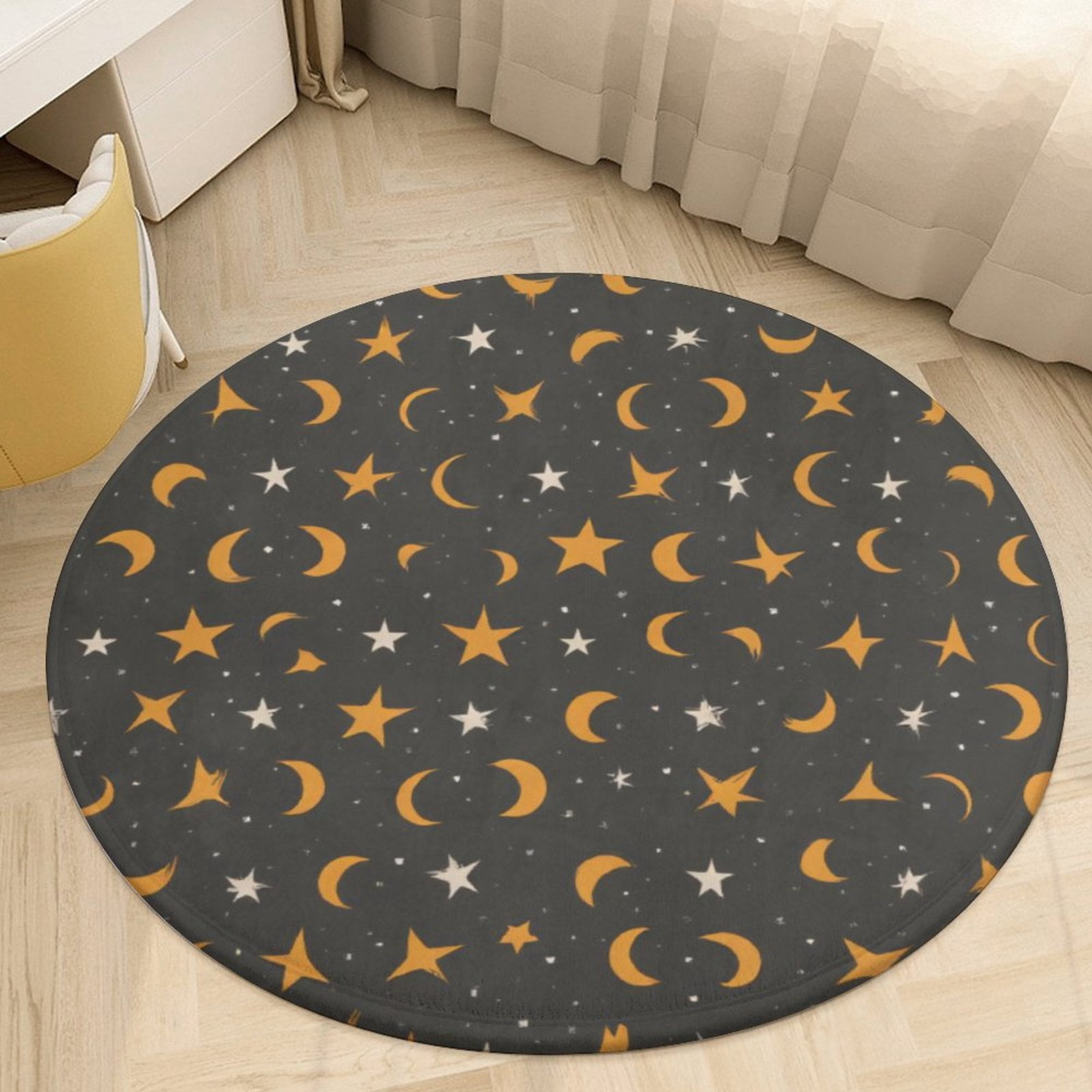 Seamless Moon And Stars Pattern Round Area Rugs for Bedroom Living Room ...