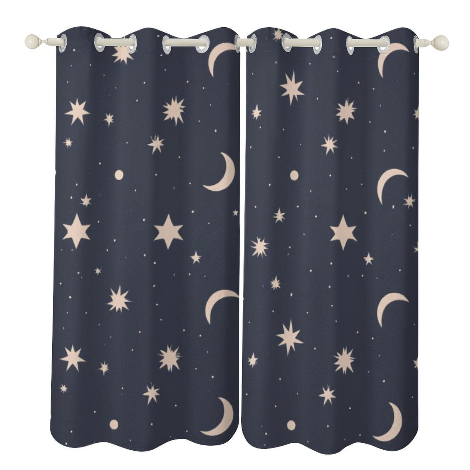 Seamless Night Sky Pattern Blackout Window Curtains for Bedroom Living ...