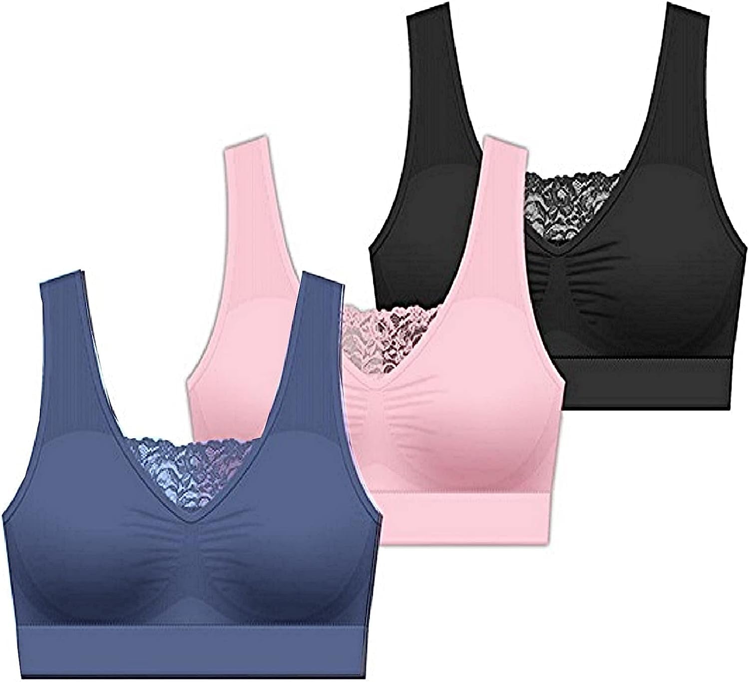 Seamless Padded Comfort W/Removable Pads-3-Pack - Walmart.com