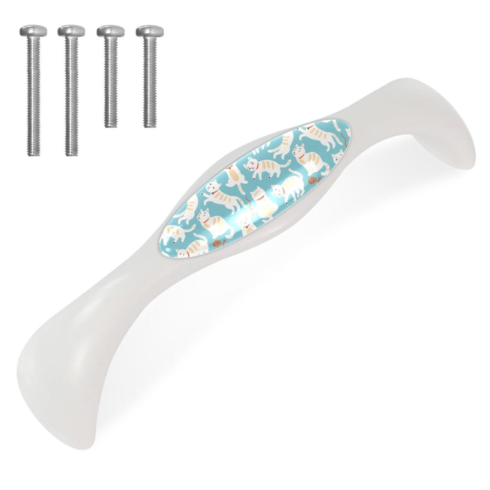 Seamless Pattern Cats Knob 4 Pack Arched Drawer Pulls Crystal Glass ...