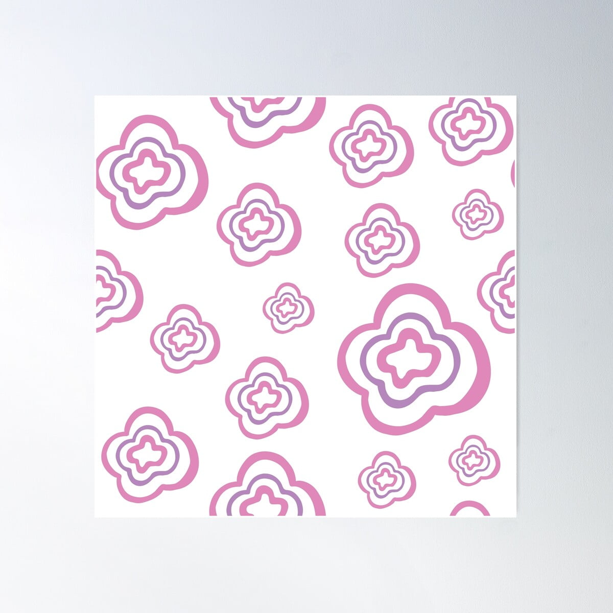 Seamless Pattern Pink Color Poster Wall Art, Modern Wall Decor For ...