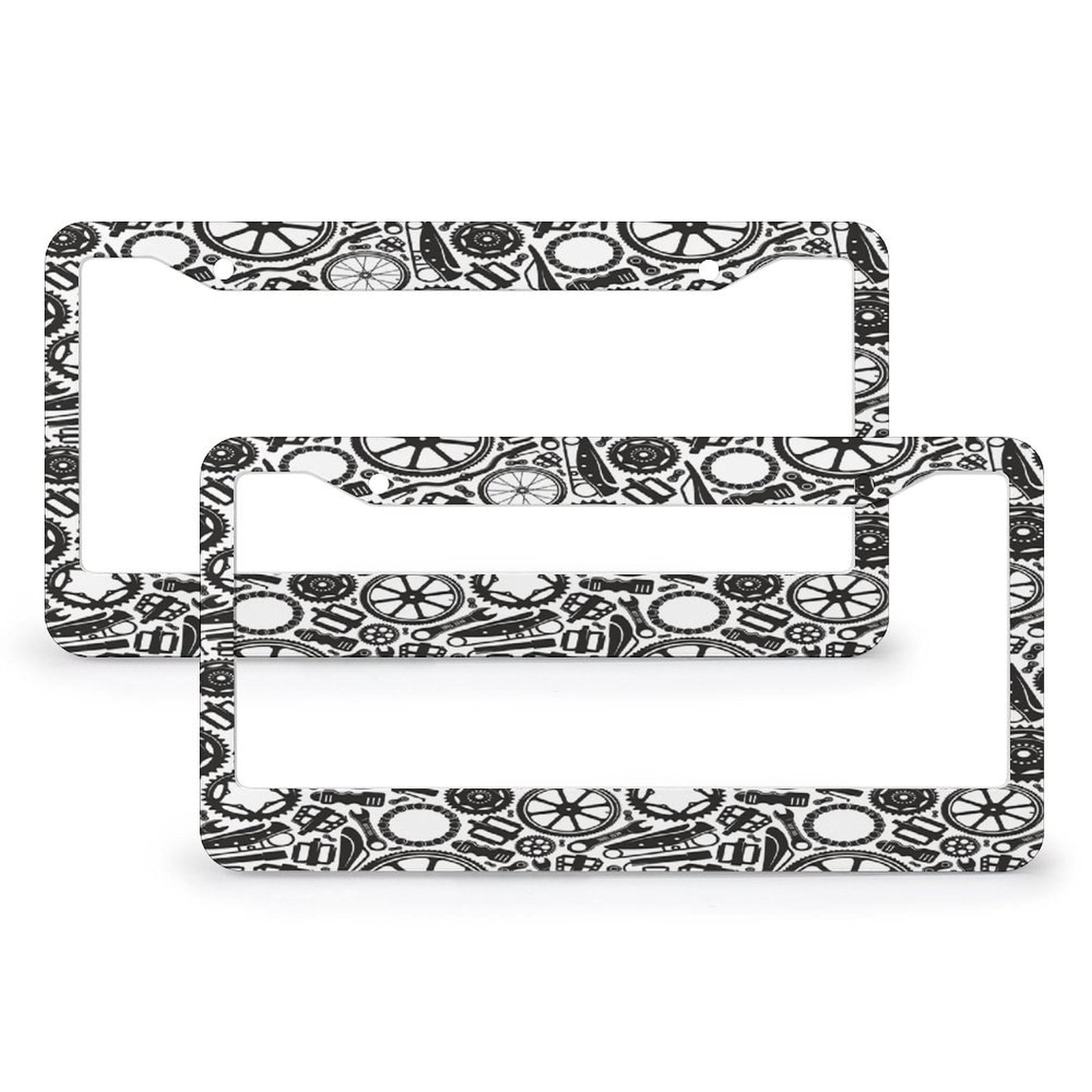Seamless Pattern With Image Of Bicycle Details License Plate Frame - 2 ...