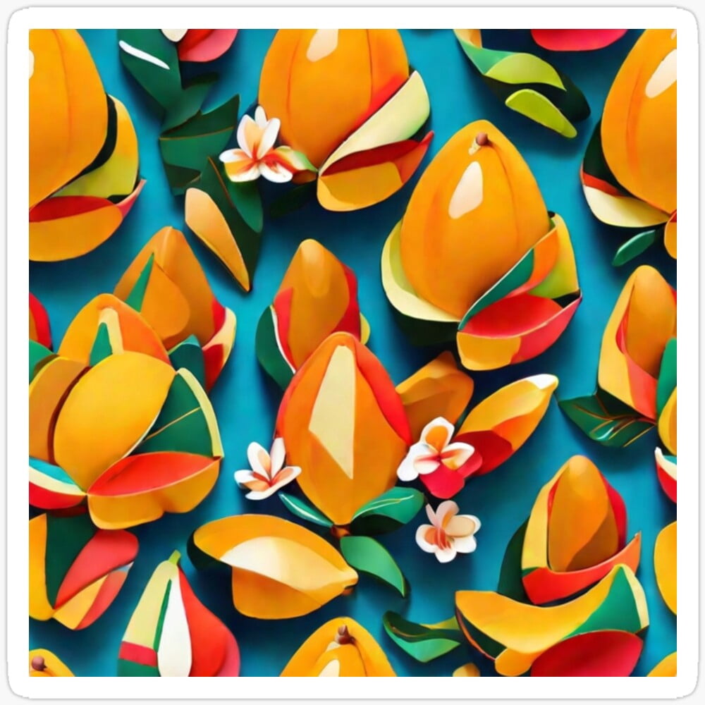 Seamless Patterns Of Mangos Sticker Phone Decal Water Bottle Stickers ...