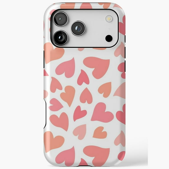 Seamless Pink Hearts Love Pattern iPhone Case 11 through 17 Pro Max ...