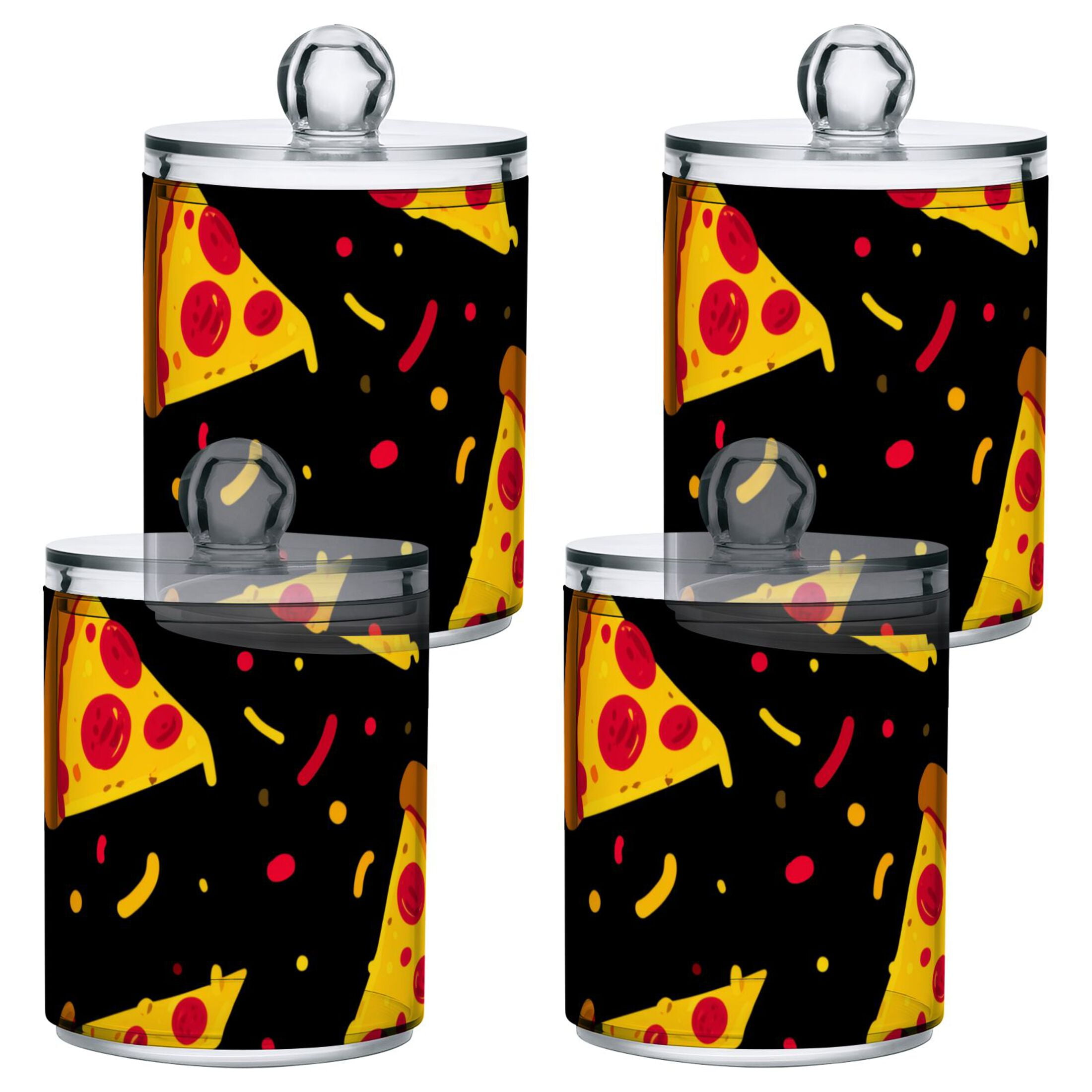 Seamless Pizza Pattern Cartoon Translucent Plastic Cans Storage ...