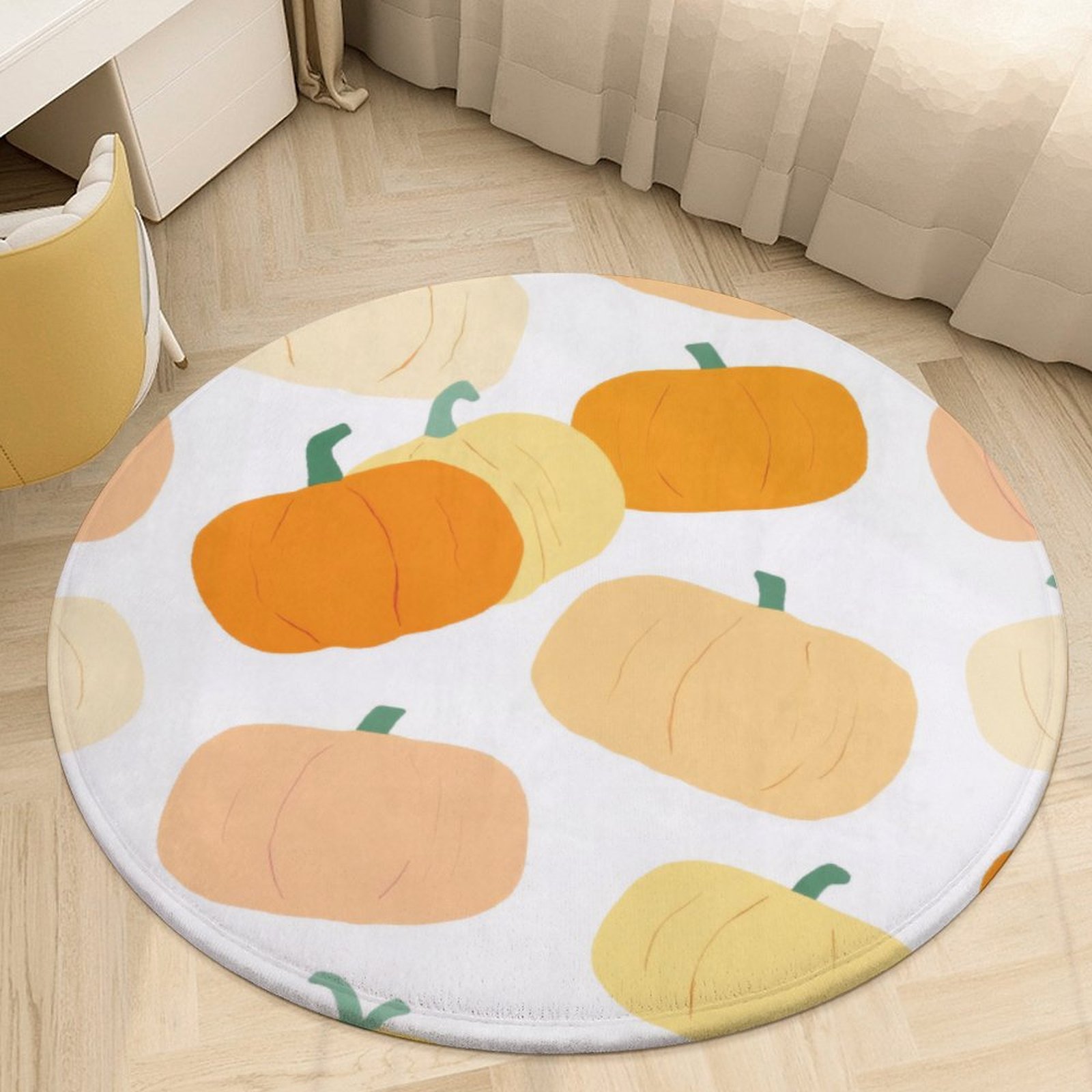 Seamless Pumpkin Pattern Background Round Area Rugs for Bedroom Living ...