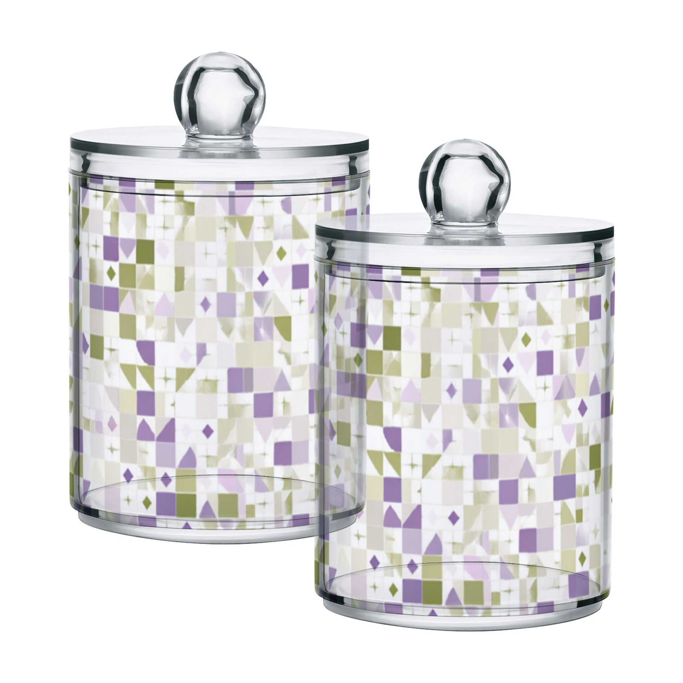 Seamless Purple and Green Geometric Pattern Translucent Plastic Cans ...