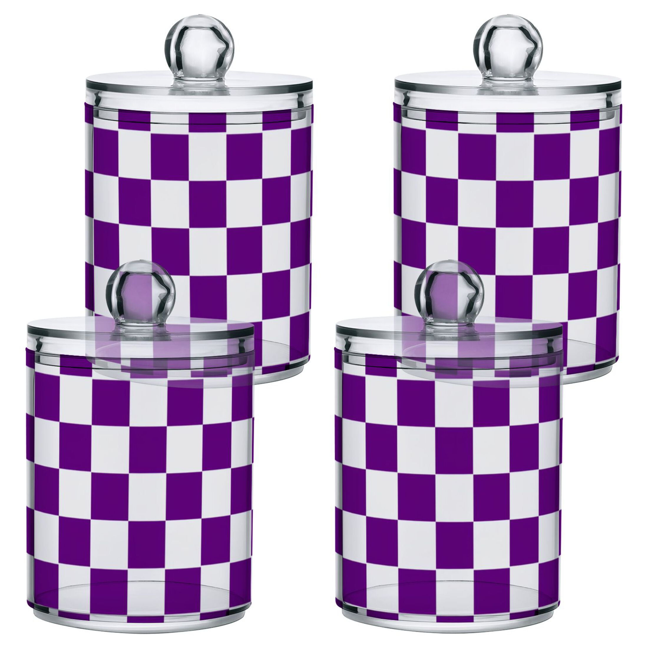 Seamless Purple and White Checkerboard Translucent Plastic Cans Storage ...