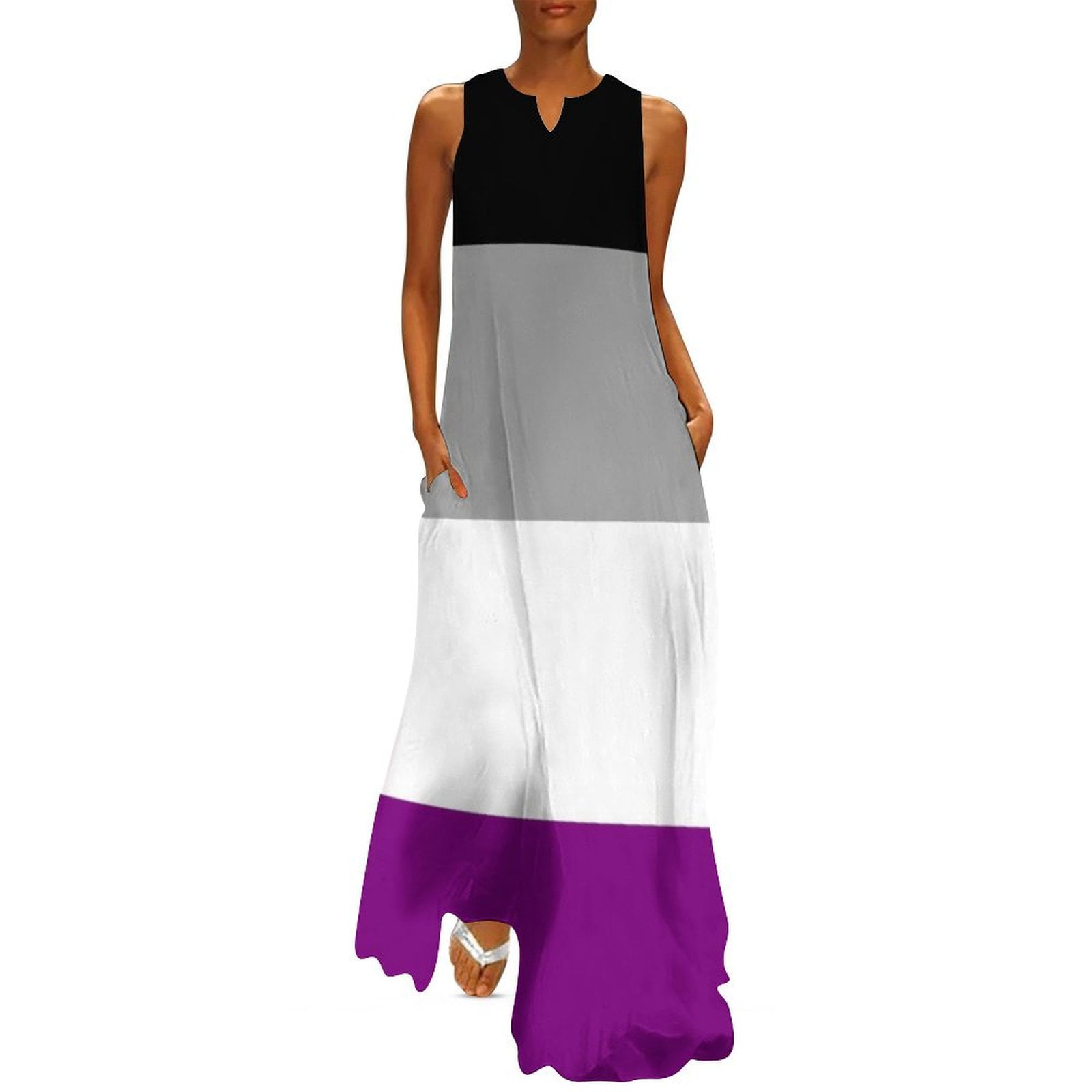 Seamless Repeating Asexual Pride Flag Pattern Long Dress dress party evening elegant luxury ...
