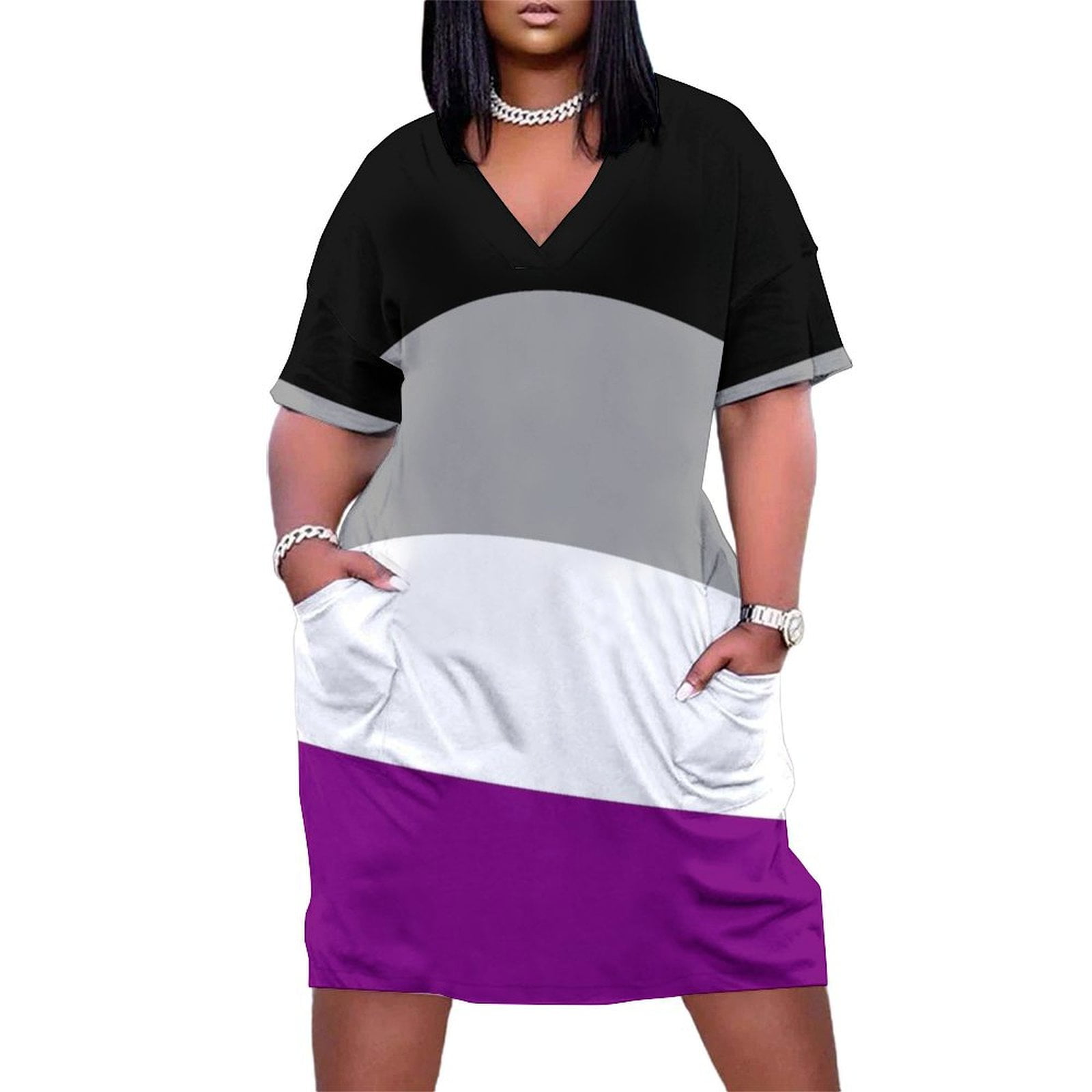 Seamless Repeating Aual Pride Flag Pattern Loose Pocket Dress prom dress 2025 Woman clothes ...