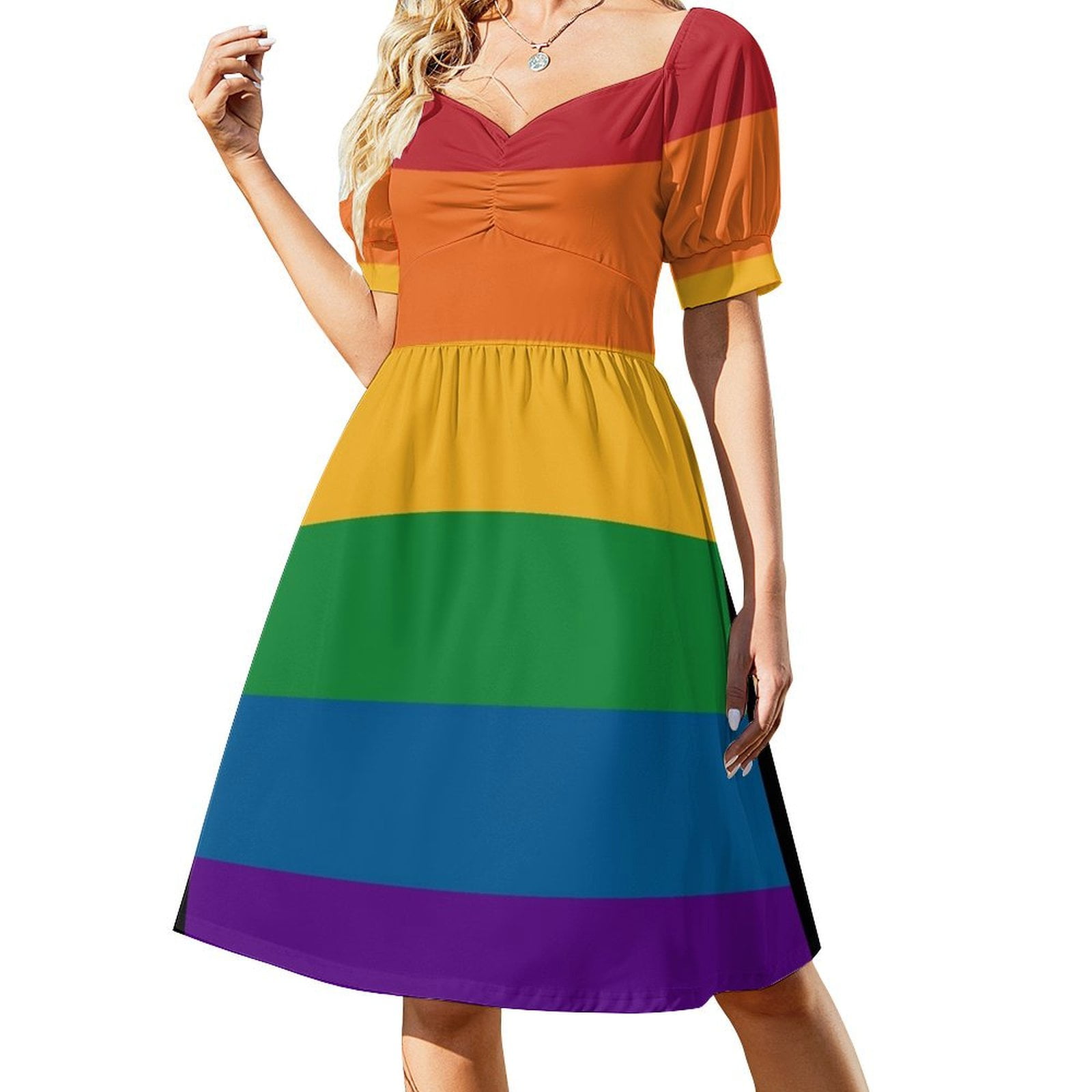 Seamless Repeating LGBTQ Pride Flag Background Short Sleeved Dress ...