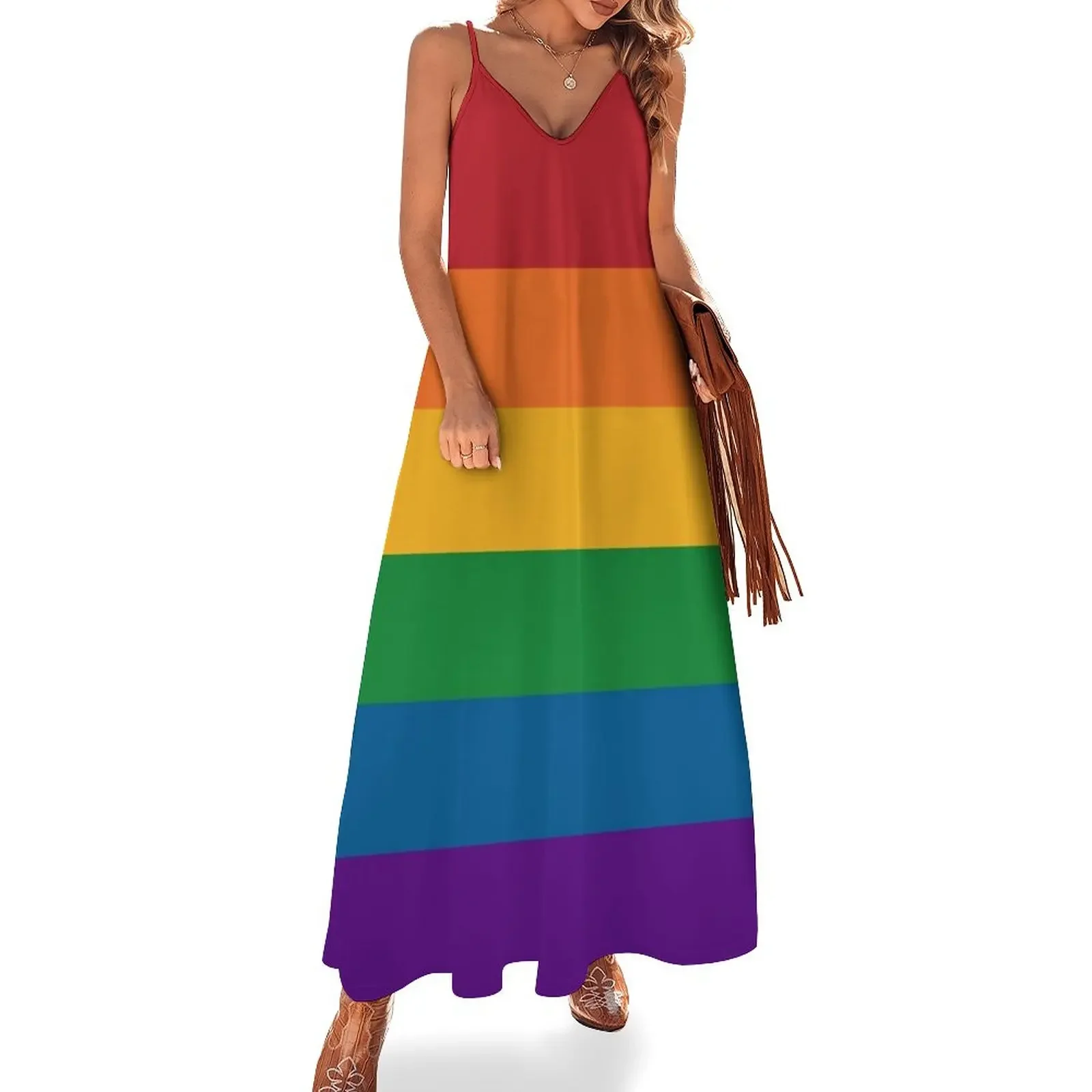 Seamless Repeating LGBTQ Pride Flag Background Sleeveless Dress cute ...