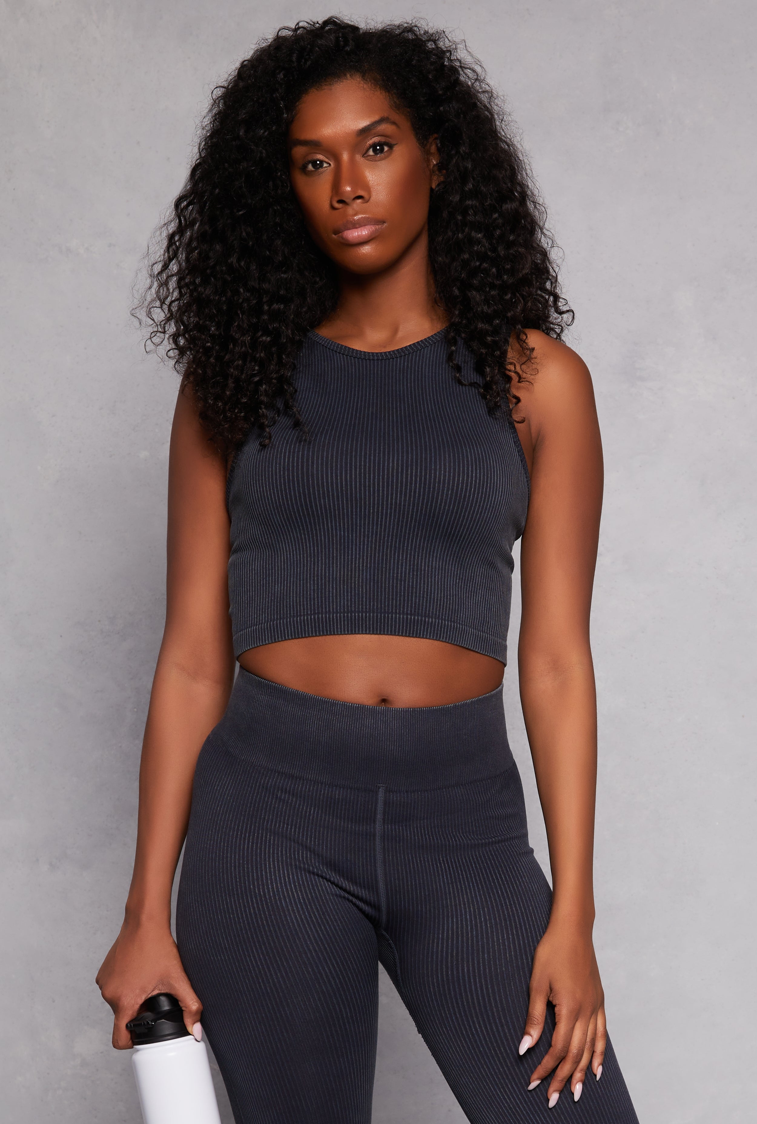 Womens Seamless Ribbed Knit Cropped Tank Top - Walmart.com