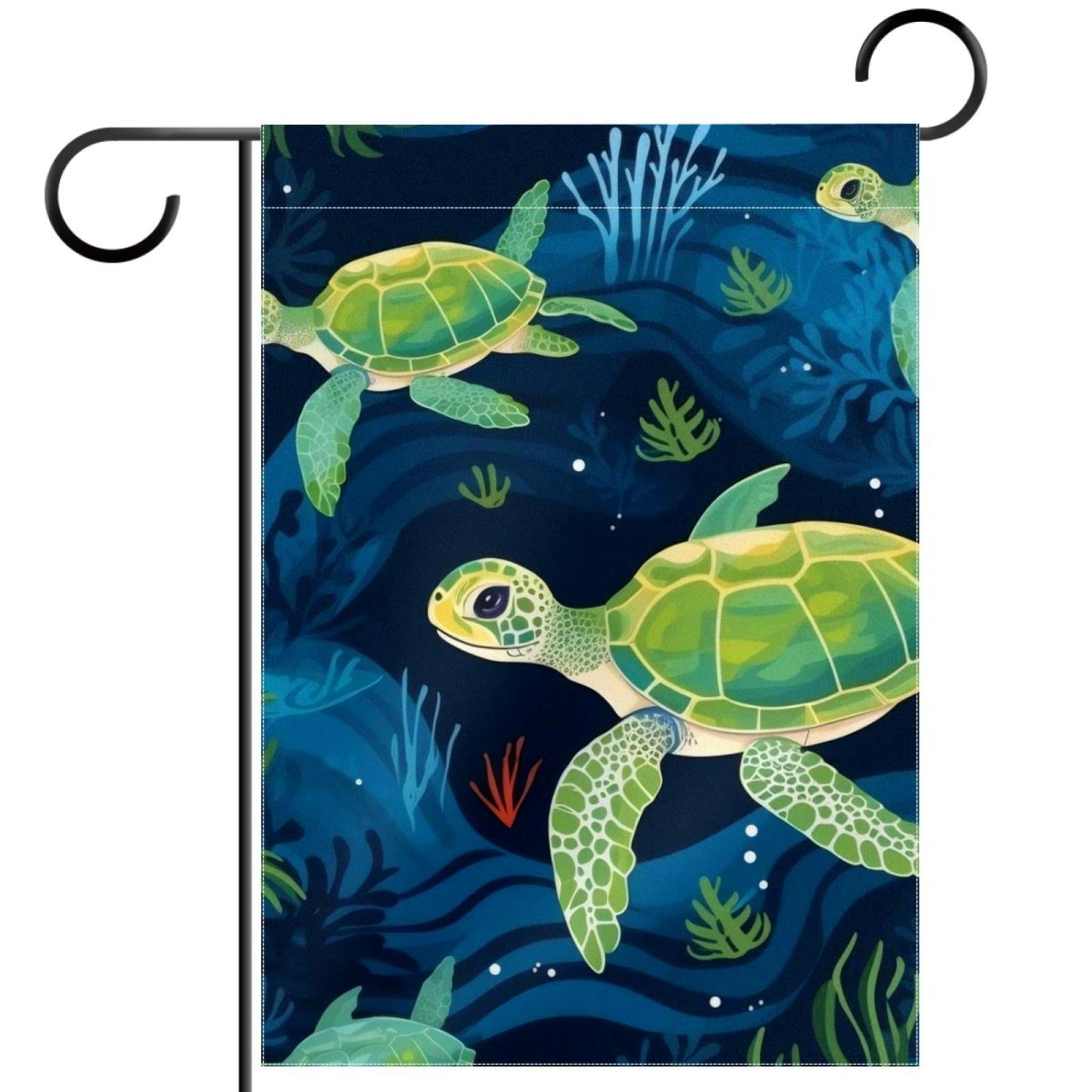 Seamless Sea Turtle Garden Flag Double Sided House Flag for Outdoor ...