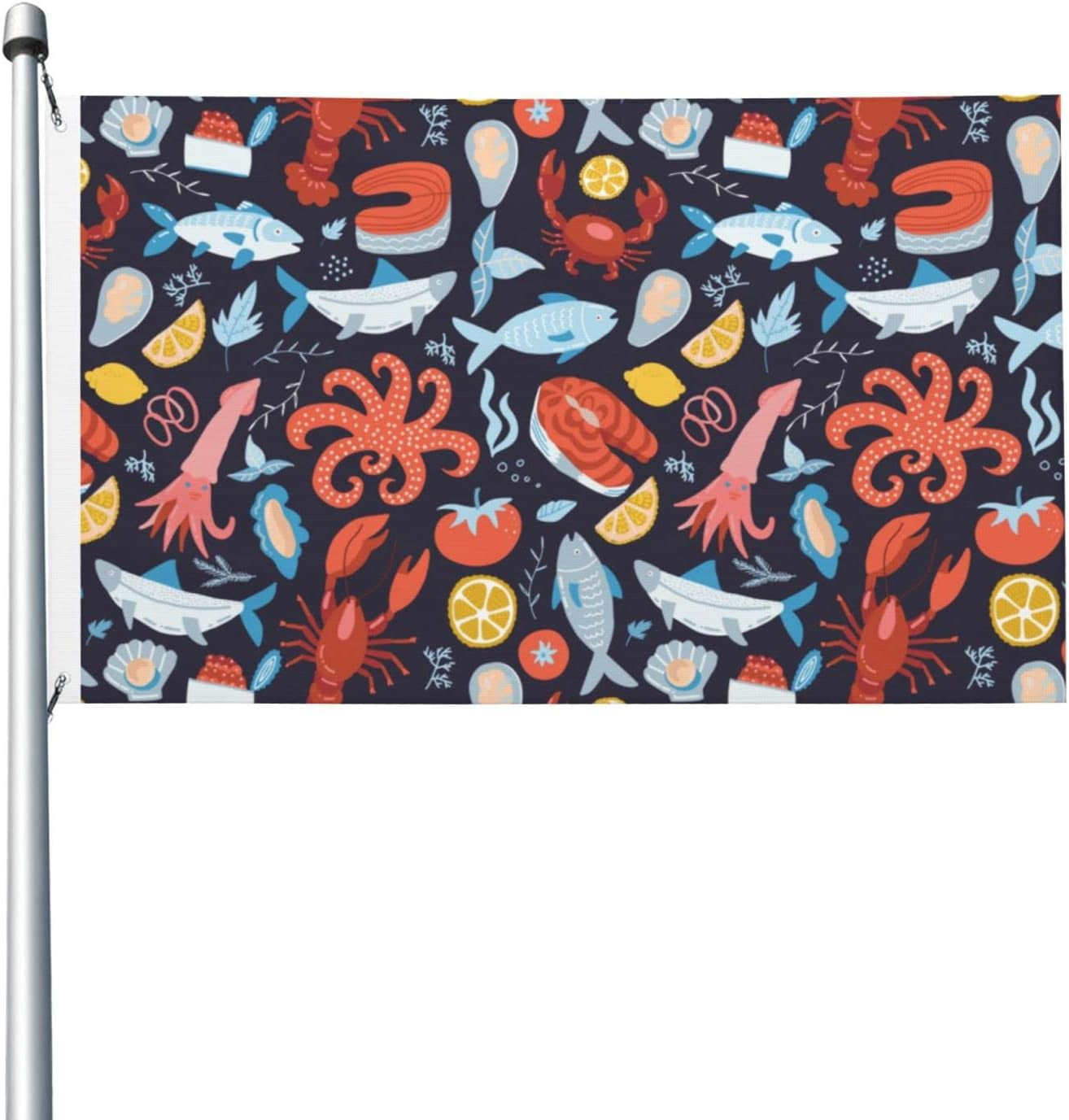 Seamless Seafood Map Flags 3x5 Ft Double Sided Flag Durable Outdoor ...