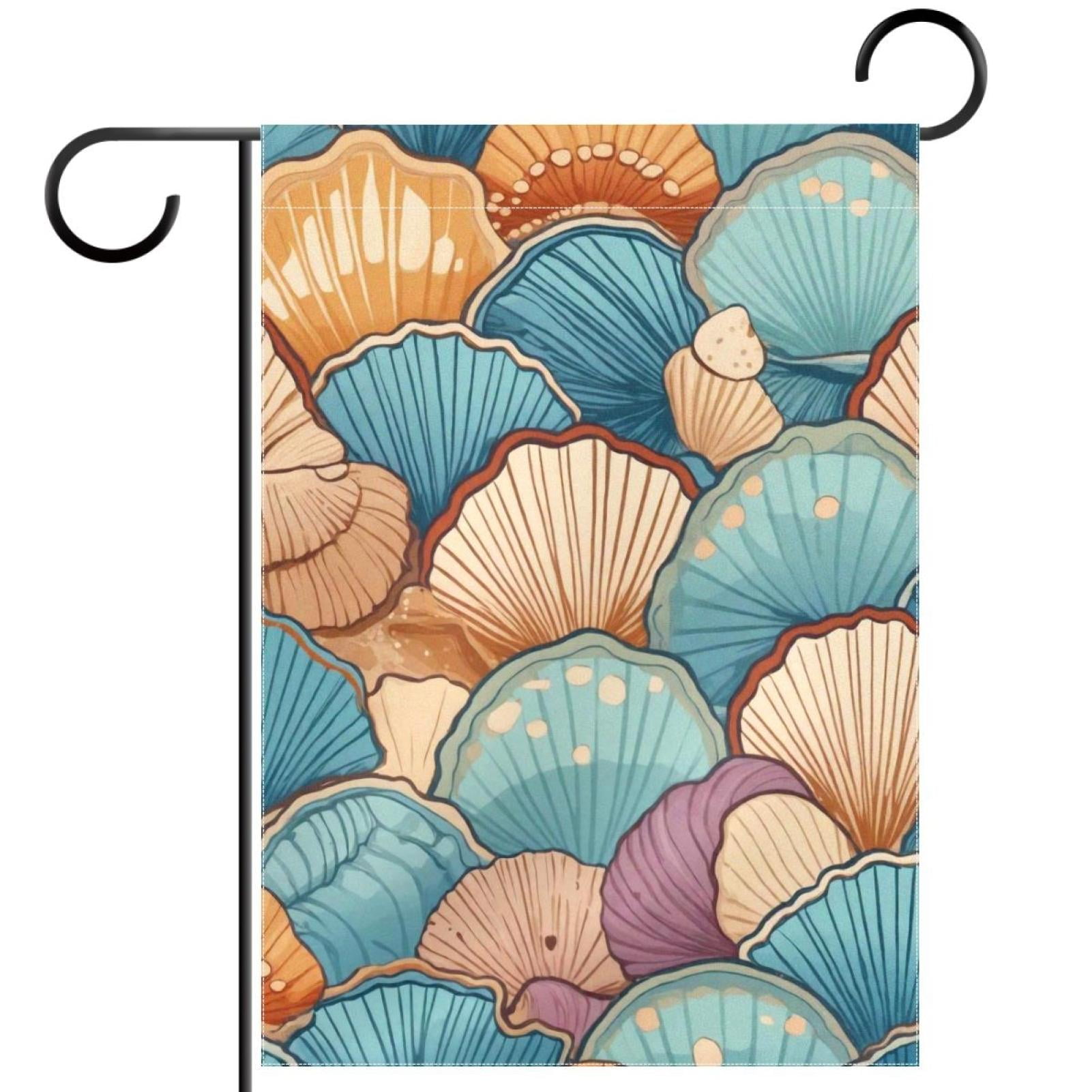 Seamless Seashell Pattern Welcome Garden Flags, 12 x 18 Inch Double ...