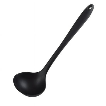 Thyme & Table Silicone 13" Beechwood Handle Black Kitchen Ladle ...